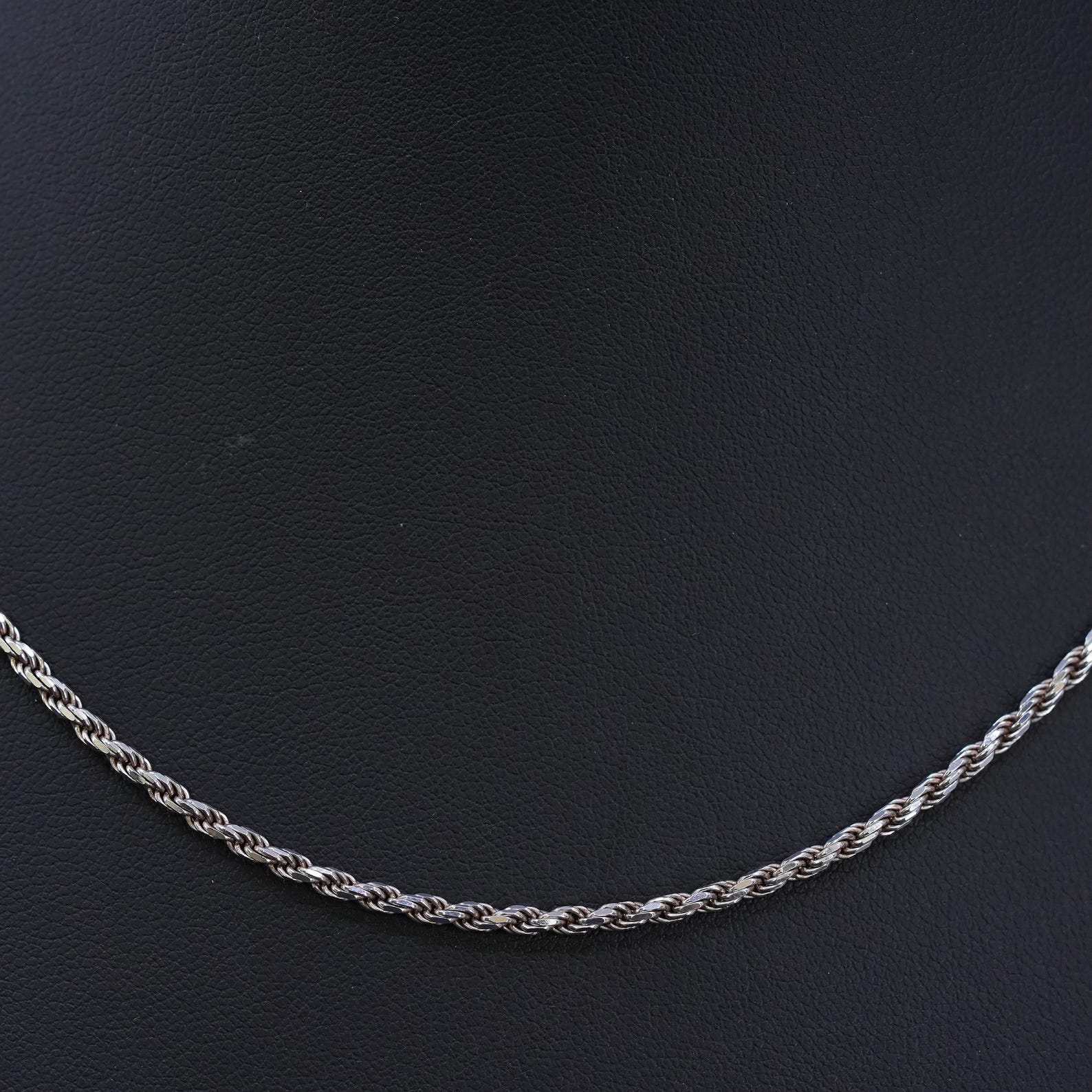 18 3mm, Vintage Italian Sterling Silver 925 Diamond Cut Rope Chain ...