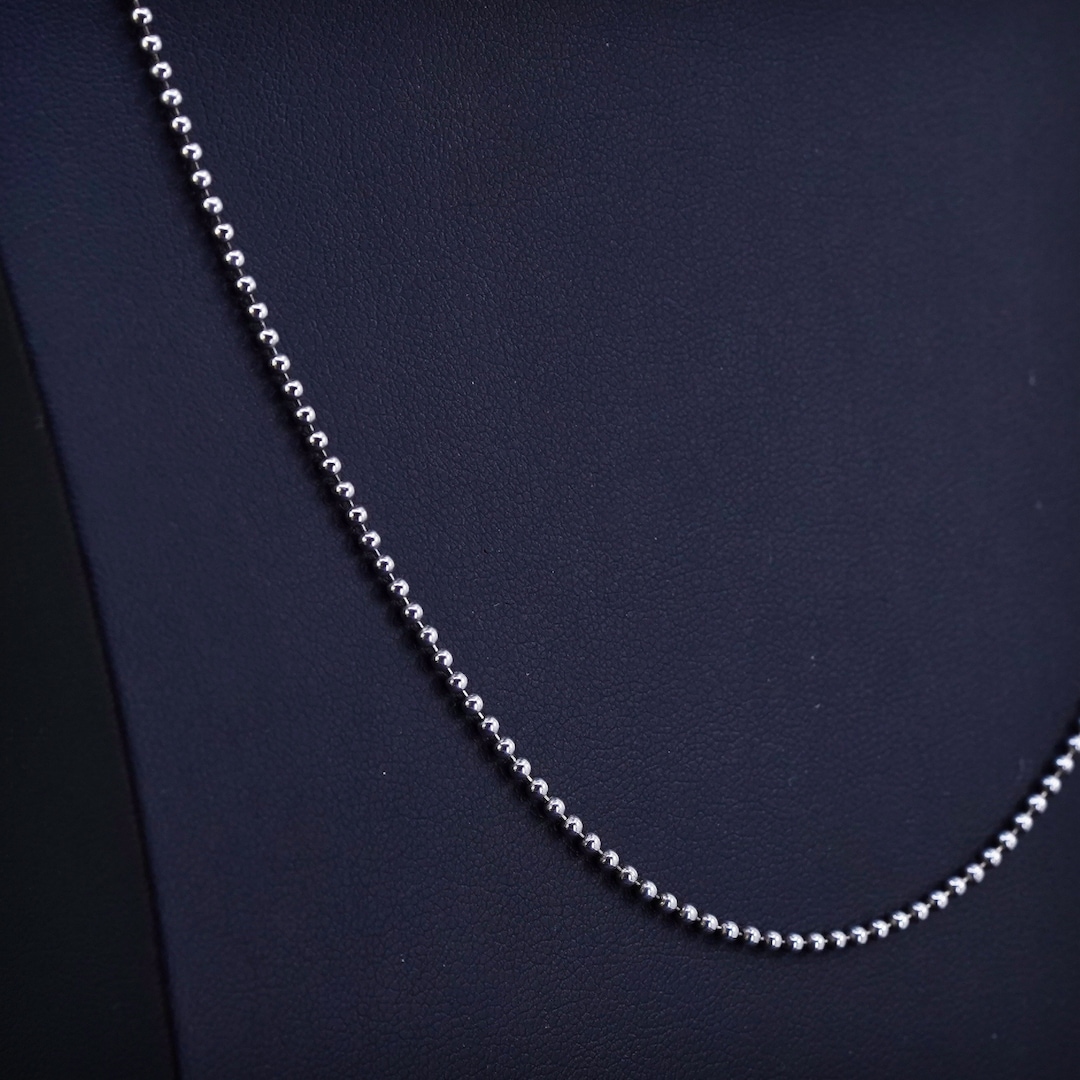 20” 1mm, Vintage Italian Sterling Silver 925 Bead Chain Necklace ...