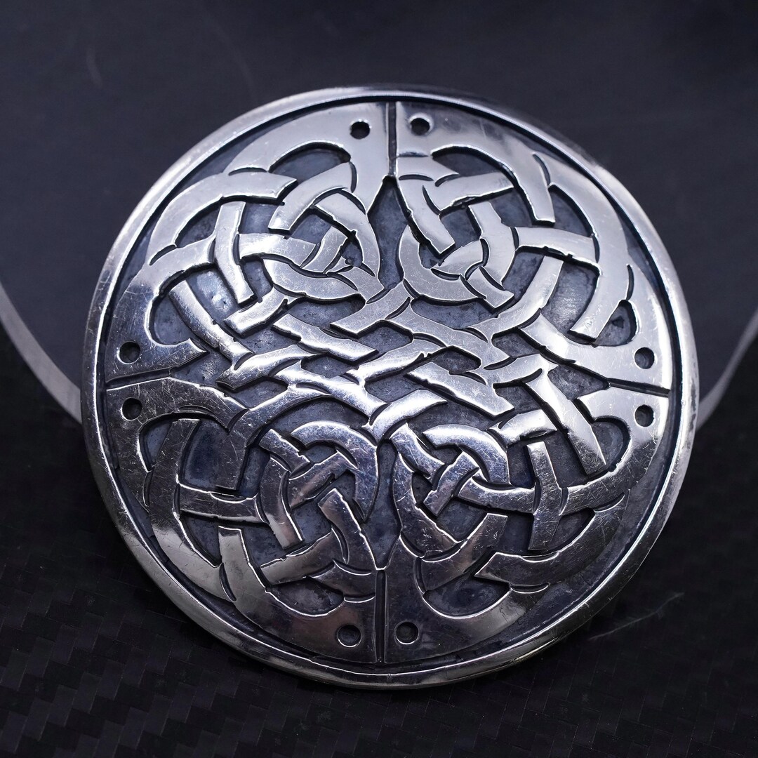Vintage Mexican Celtic Knot Sterling Silver 925 Handmade Huge Disc ...