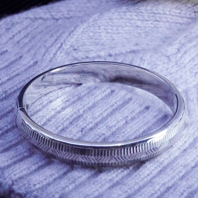 7.25 Vintage Italian Sterling Silver 925 Hinged Textured - Etsy