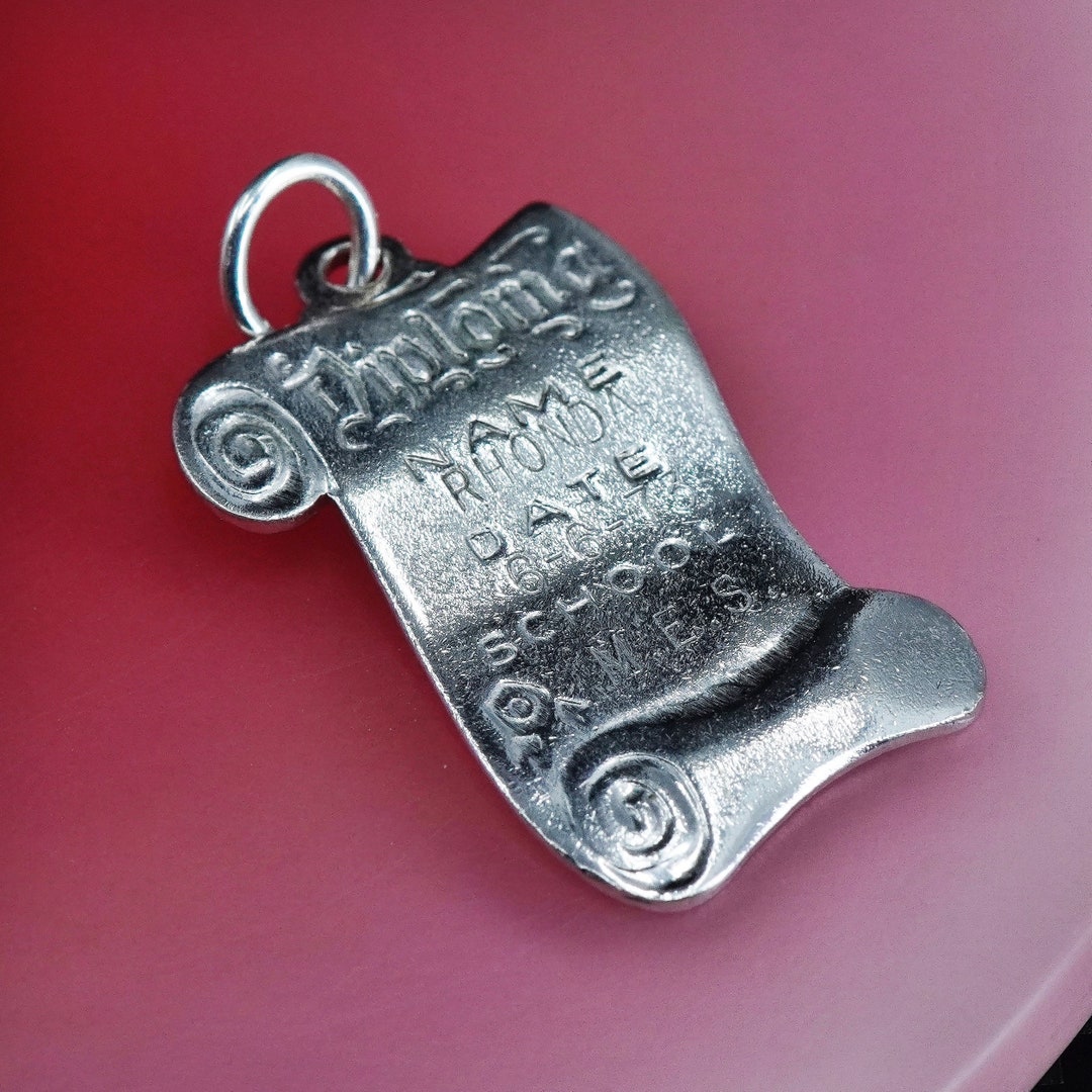 Vintage Sterling Silver 925 Diploma Charm Pendant, Stamped Sterling - Etsy