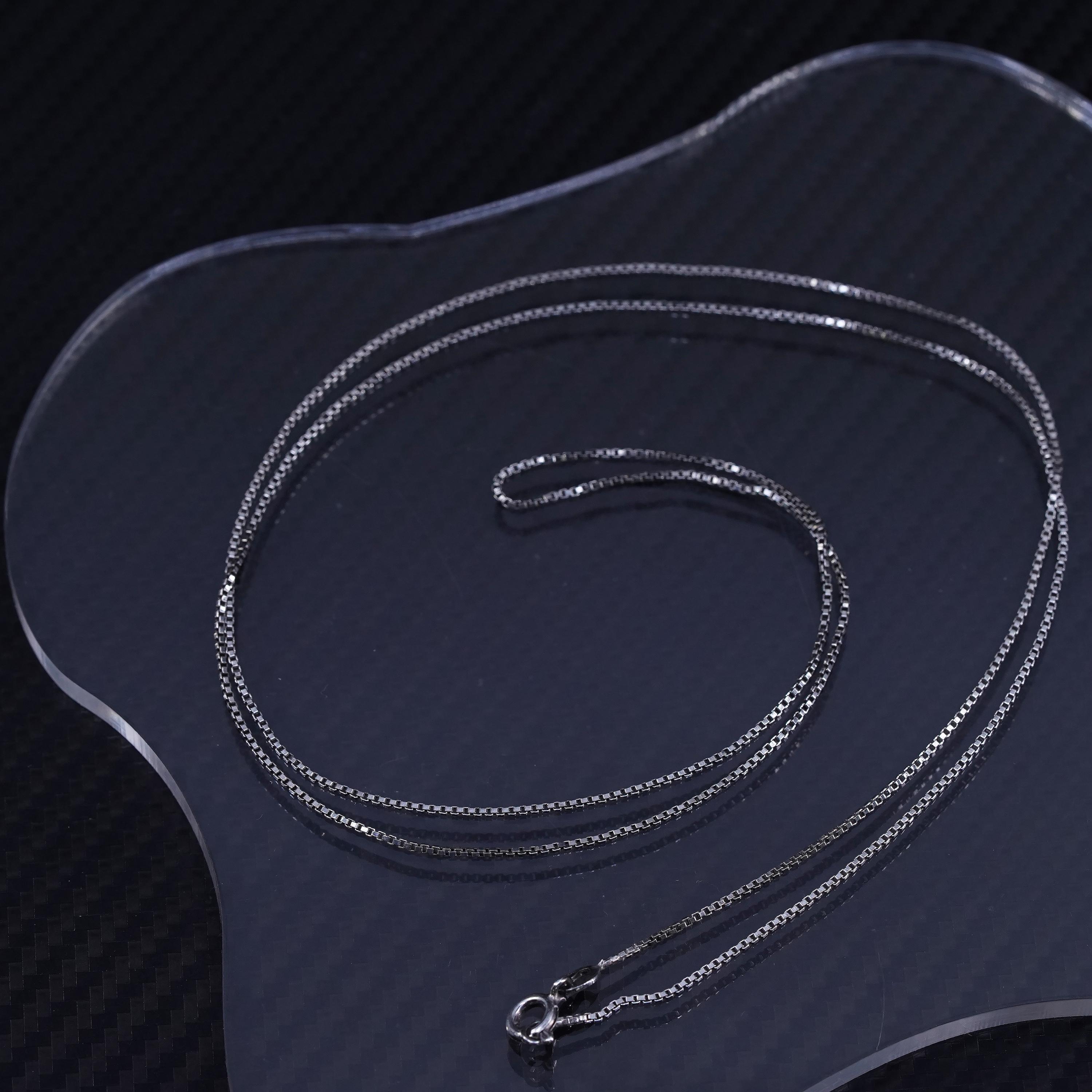 30” 1mm, Vintage Italian Sterling Silver 925 Box Chain Necklace ...