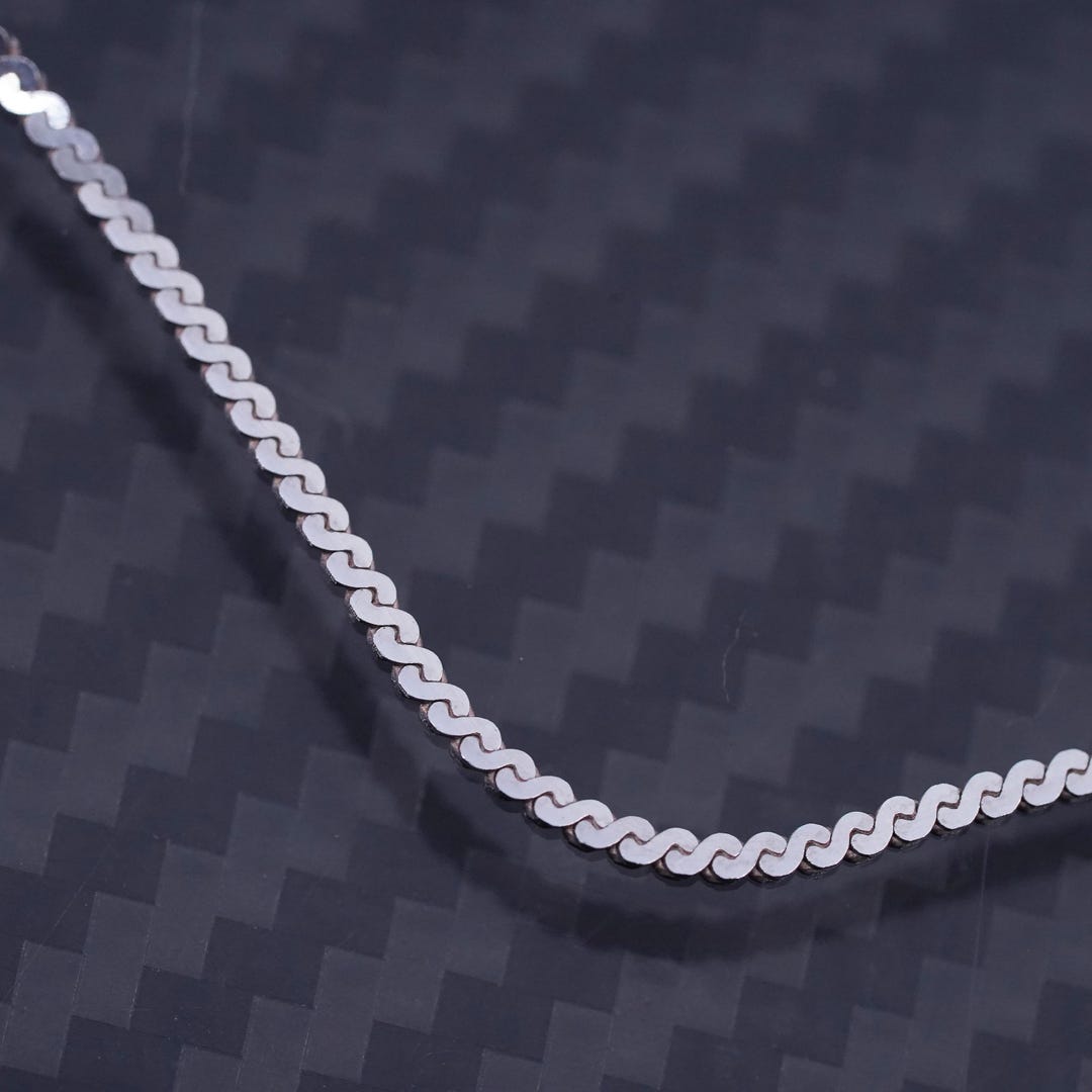 18” 1mm, Vintage Italian Sterling Silver 925 S Link Chain Necklace ...