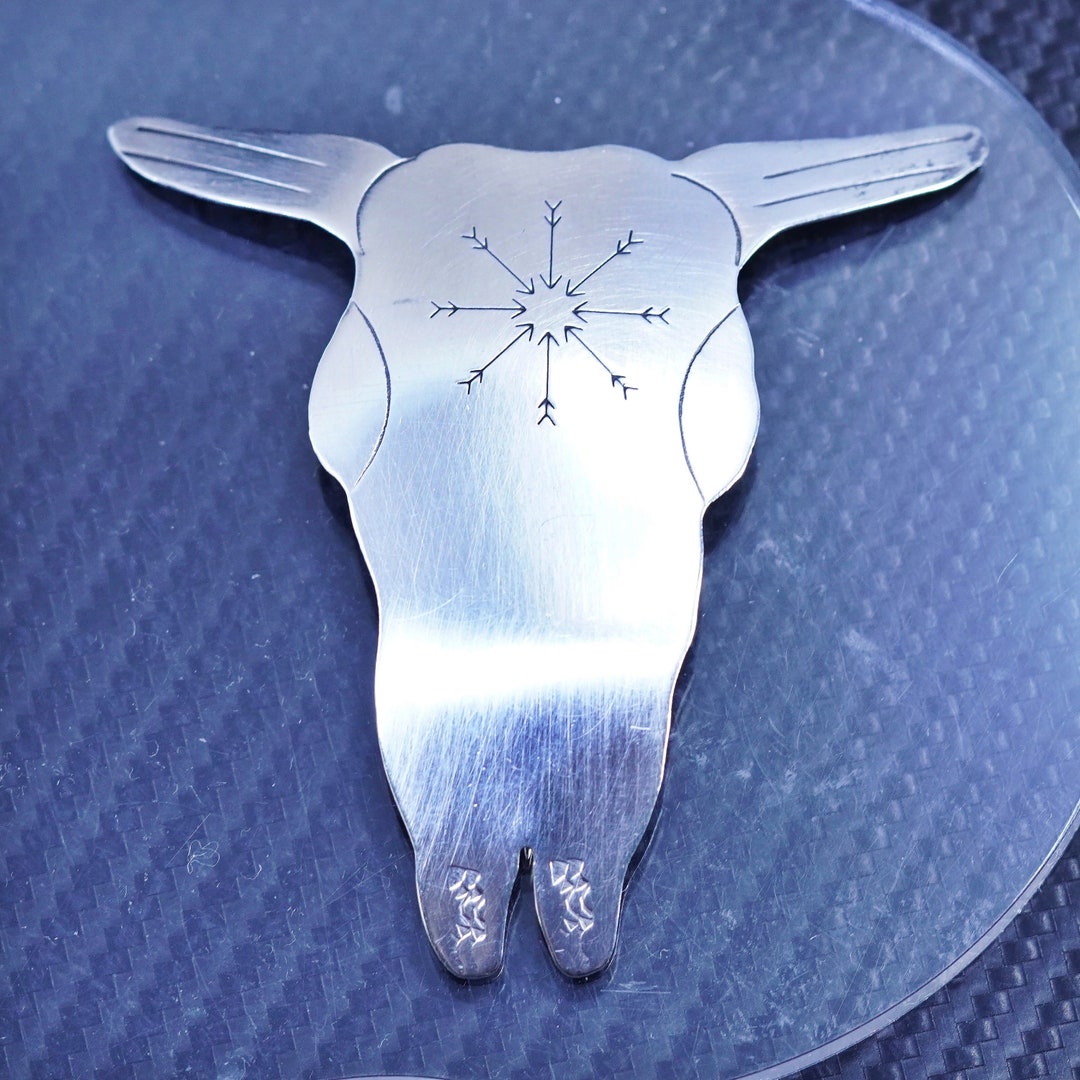 Native American Ben Chavez Sterling Silver 925 Handmade Bull Skull ...