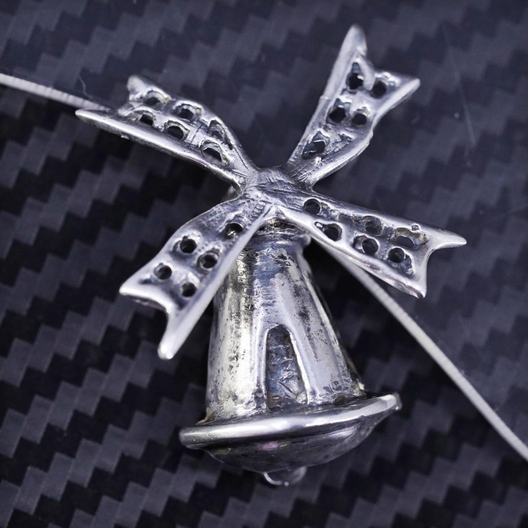 Vintage Sterling 925 Silver Handmade Windmill Brooch Pin, Silver Tested ...