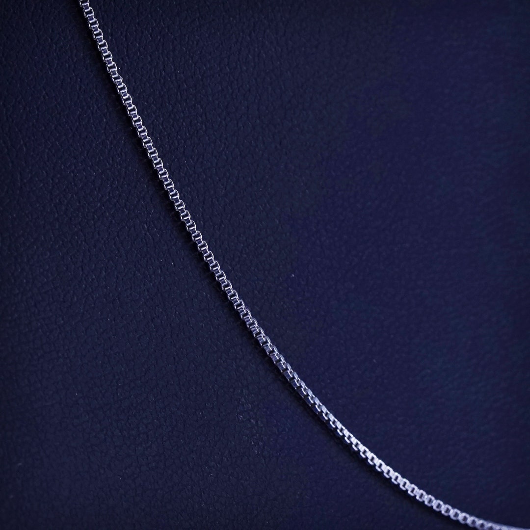 18”, Vintage Italian Sterling Silver 925 Box Chain Necklace, Stamped ...