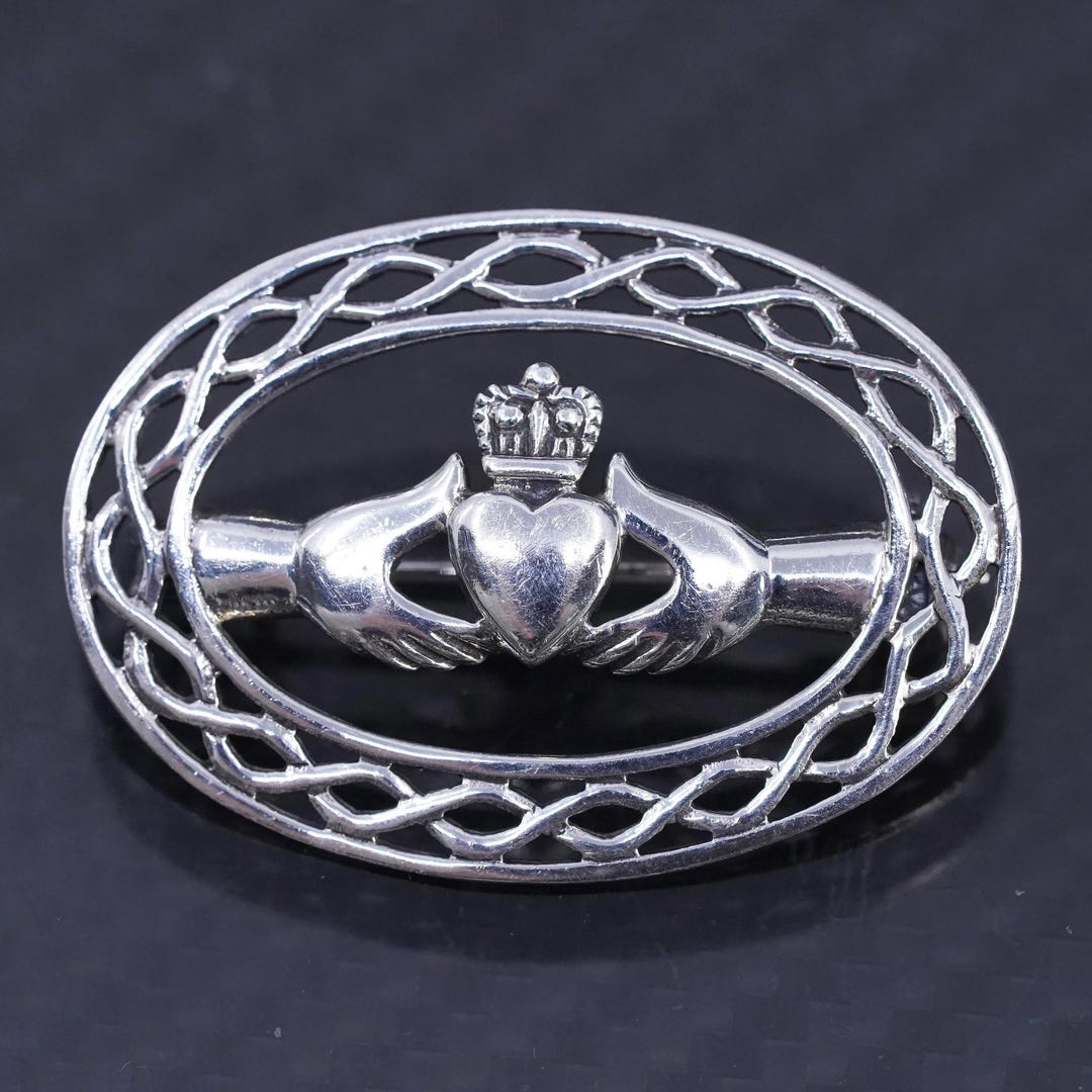 Vintage Irish Celtic Knotted Sterling Silver Handmade Claddagh ...