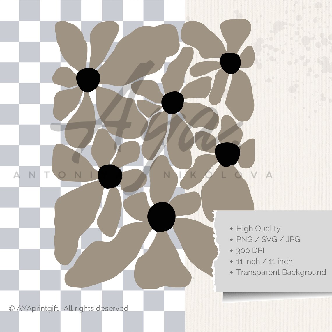 Flower Clipart | Floral Svg | Abstract Flower Svg | Retro Flower Png ...