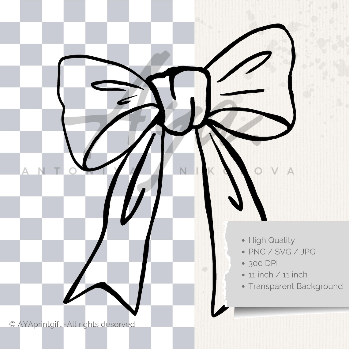 Ribbon Bow SVG | Hand Drawn Coquette Bow Clip Art (digital Download) - Etsy