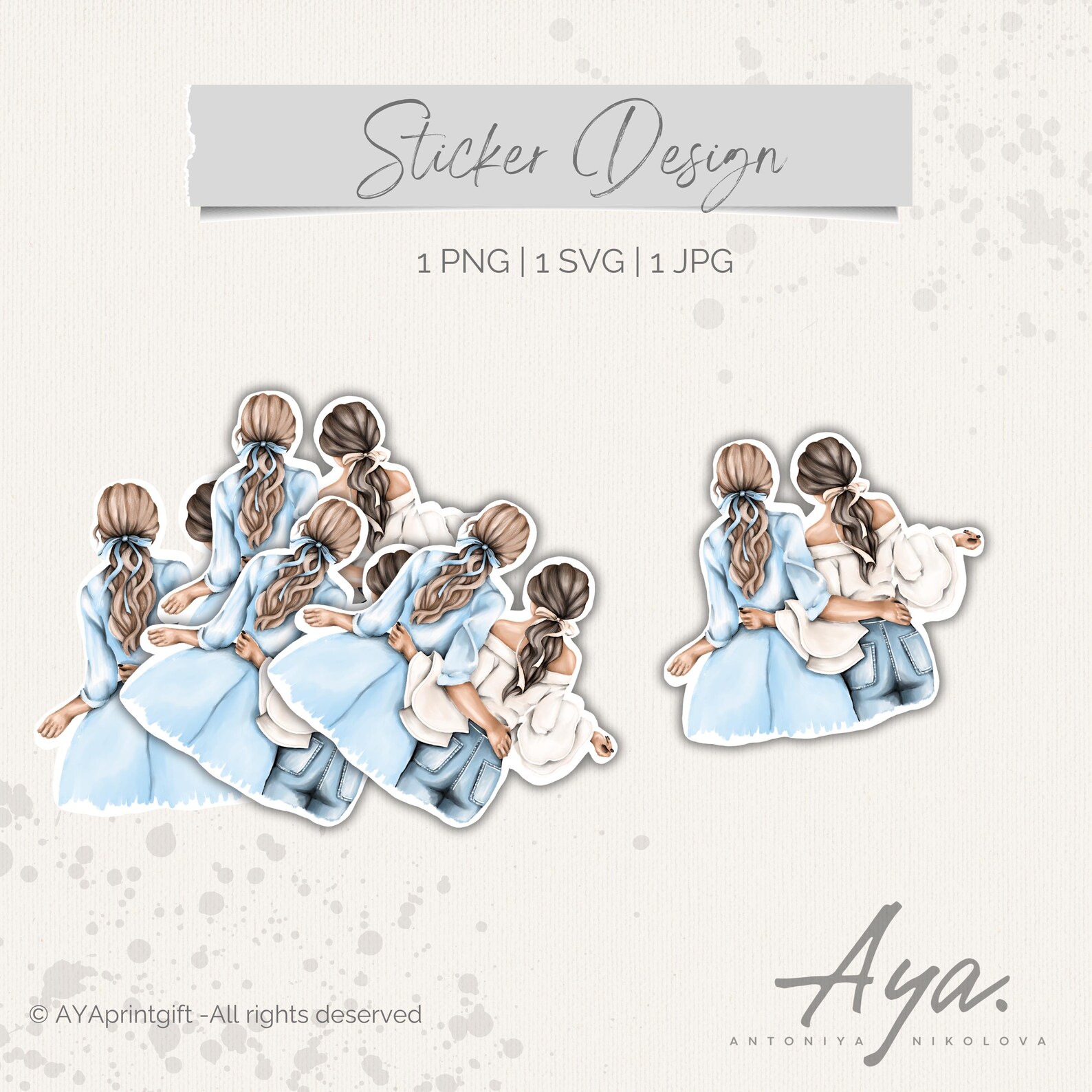 Cute Best Friends Stickers SVG | Sisters Sticker | Cake Topper ...