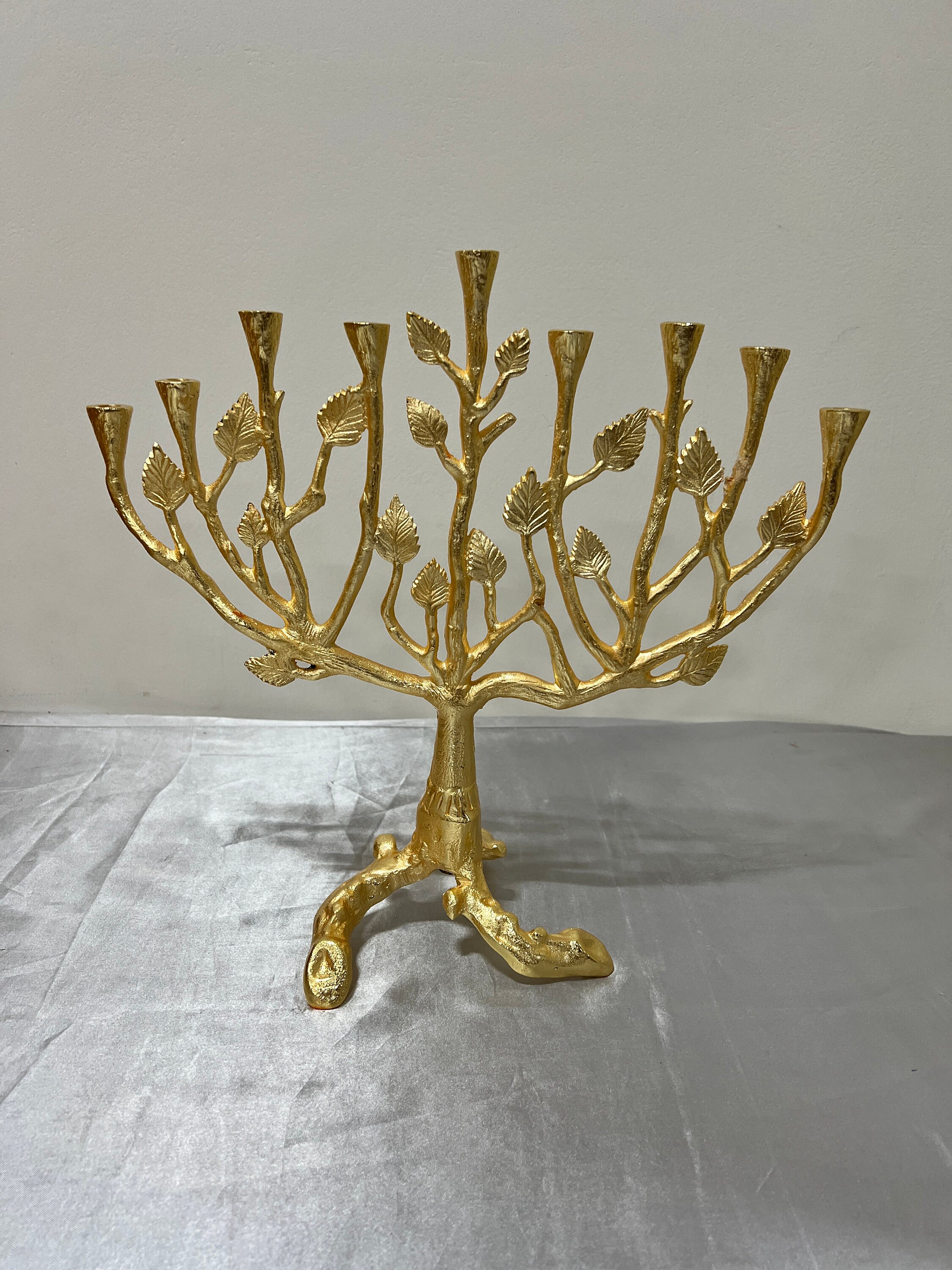 Golden Jerusalem Menorah: Sam Judaica Hanukkah Candelabra - Etsy