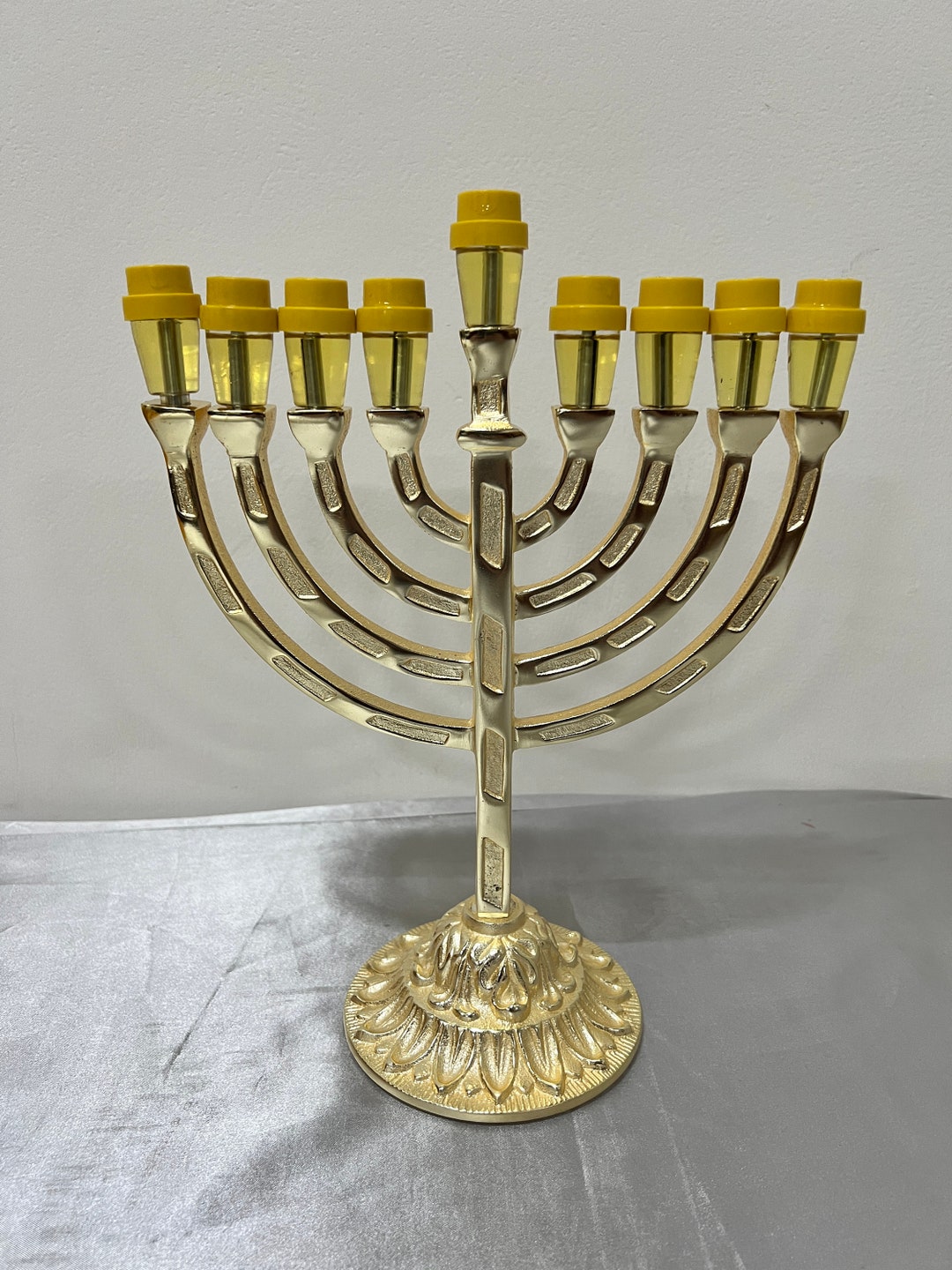Menorá de 9 brazos hecha a mano: Candelabro judaico de Janucá con copas ...