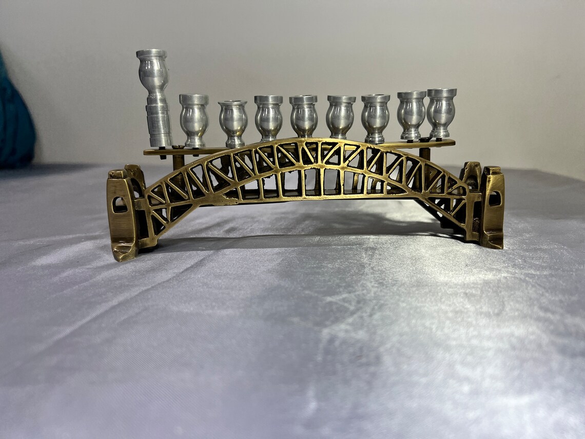 Bridge Menorah Golden Menorah Jewish Hanukkah Toy Menorah Kids Chanukah ...