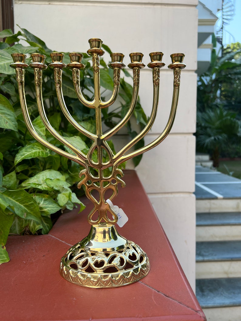 Brass Judaica Hanukkah Menorah | Chanukkah Menorah Candle Holder - Etsy