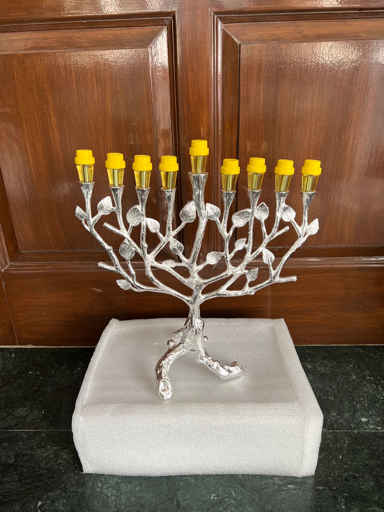 Golden Jerusalem Menorah: Sam Judaica Hanukkah Candelabra - Etsy