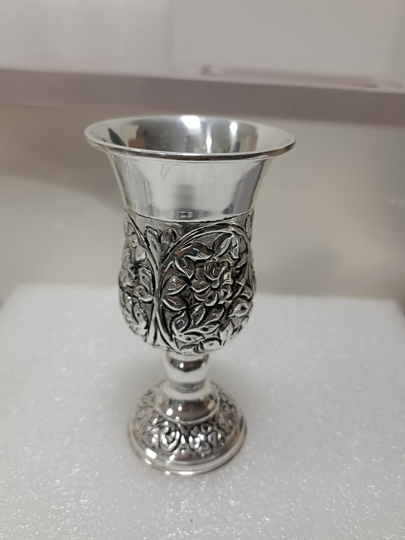Jewish Goblet Cup Plate Set | Sam Judaica Silver Plated Wine Goblet ...