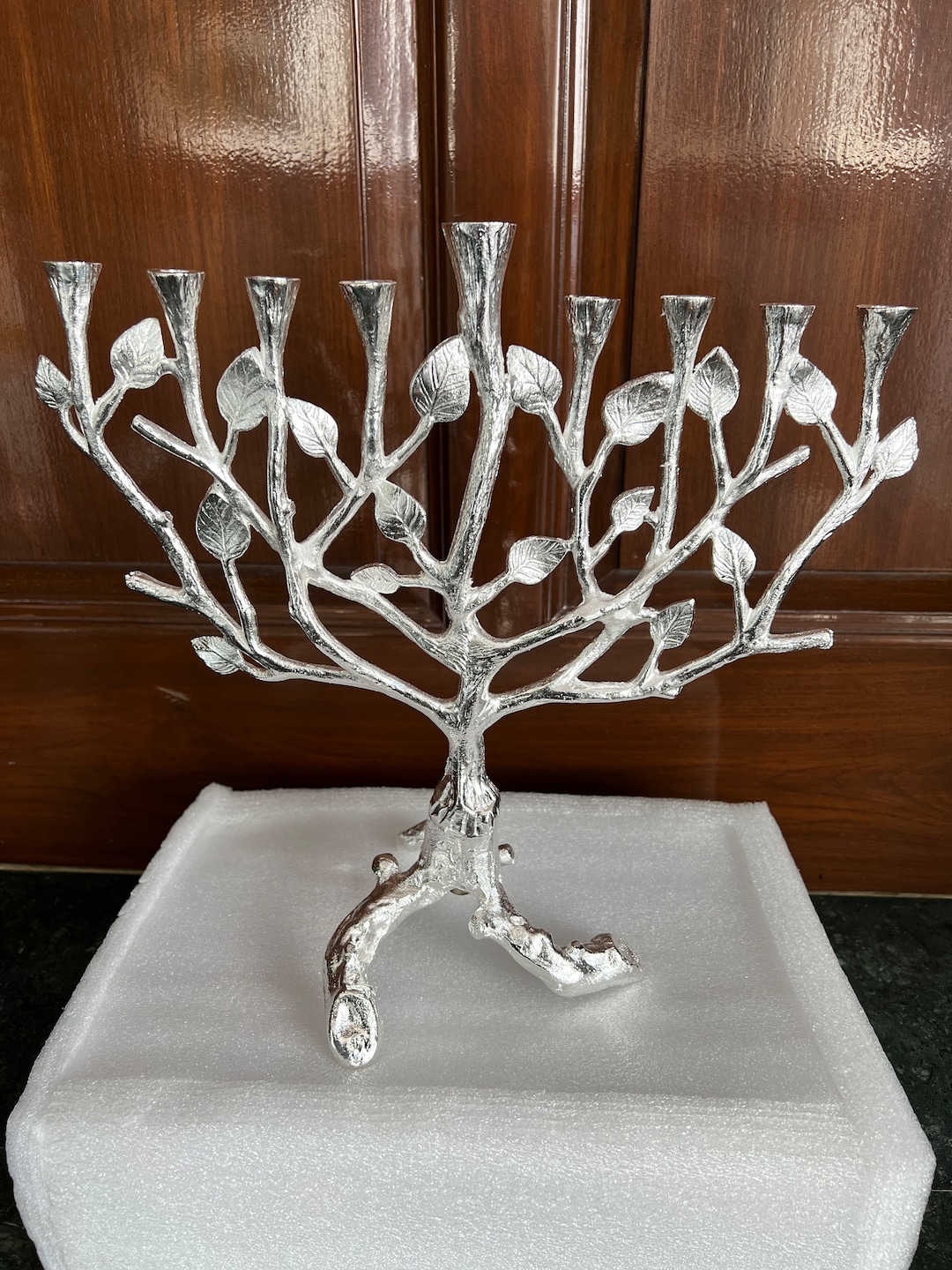 Leaf Design Tree Menorah, Antique Menorah Brass Candelabra, Royal ...
