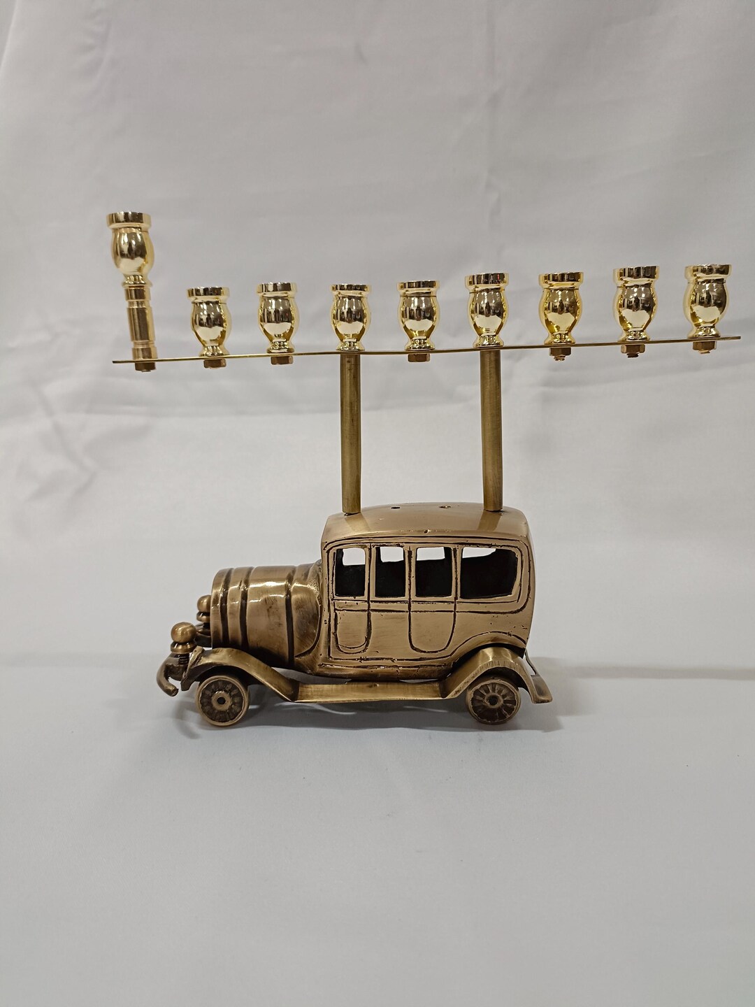 Child Toy Jewish Hanukkiah Menorah, Brass Judaica Candle Holder ...