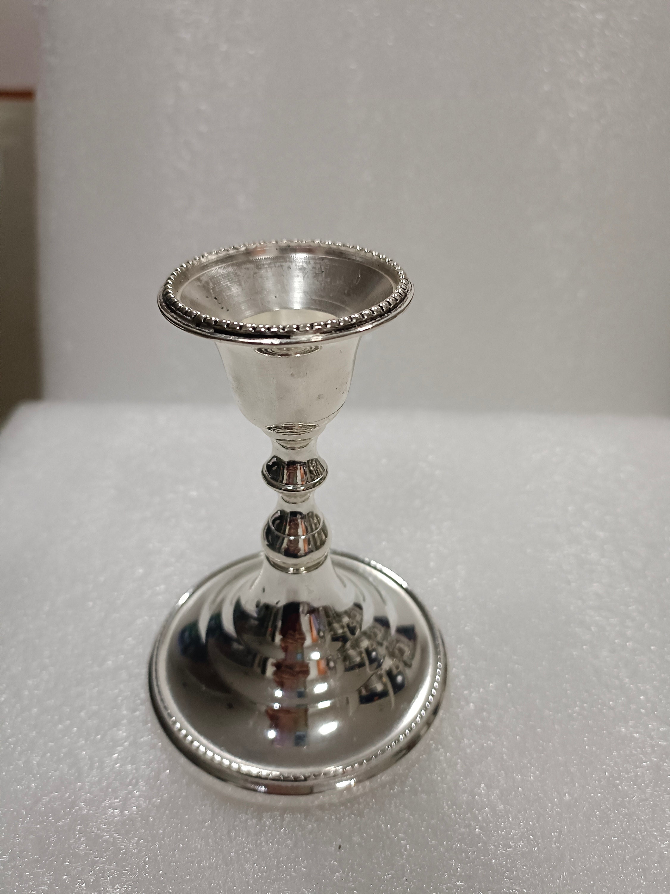 Silver Plated Brass Candlestick | Sam Judaica Candle Stand - Etsy