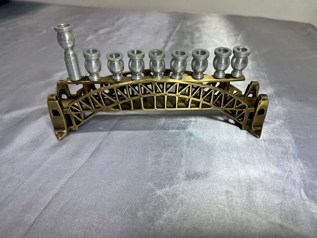 Bridge Menorah | Golden Menorah | Jewish Hanukkah Toy Menorah | Kids Chanukah Menorah | Unique ...