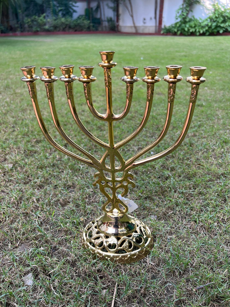 Brass Judaica Hanukkah Menorah | Chanukkah Menorah Candle Holder - Etsy