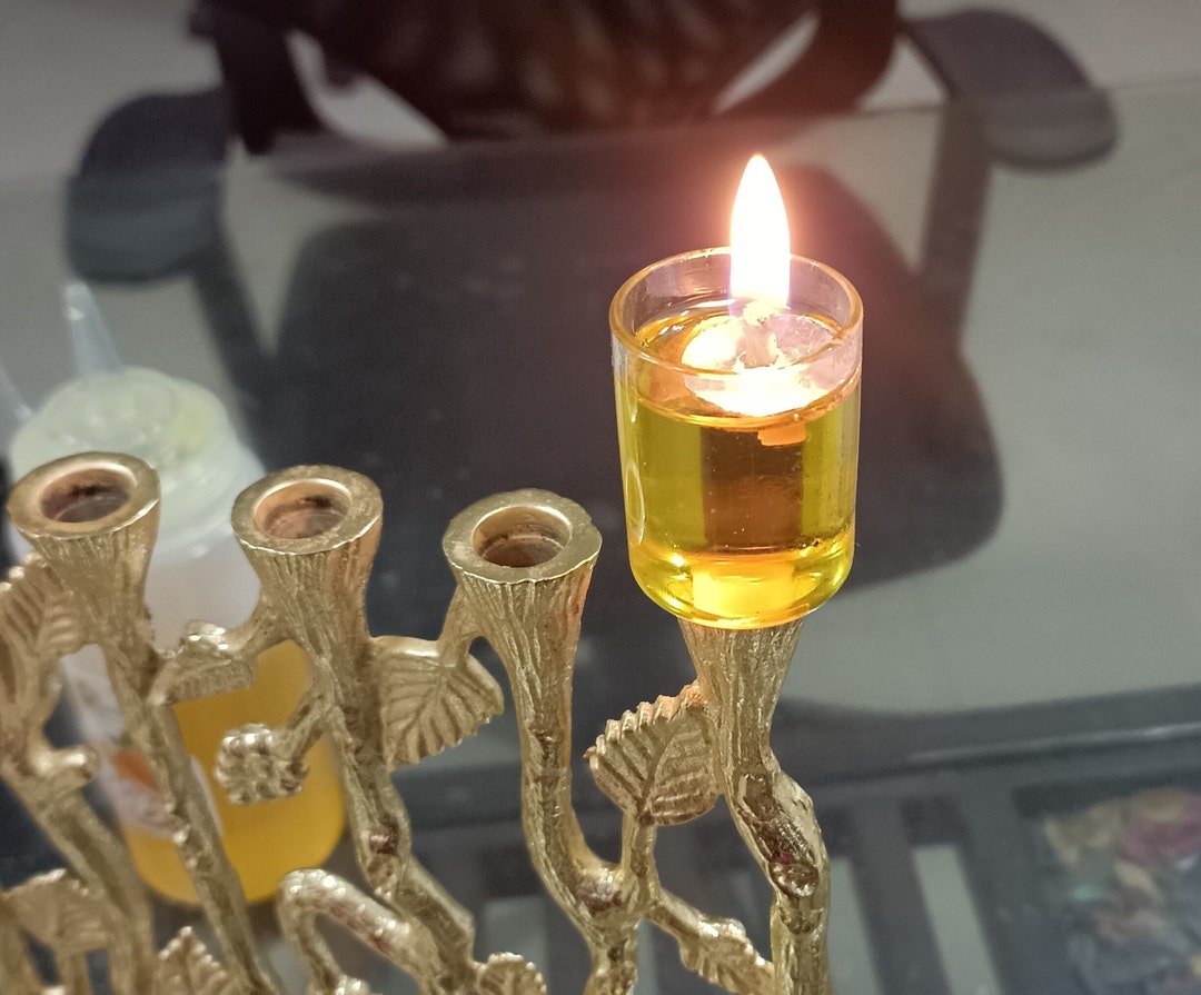 Glass Oil Cups for Hanukah Menorah | Wicks and Dreidel Complimentary - Etsy