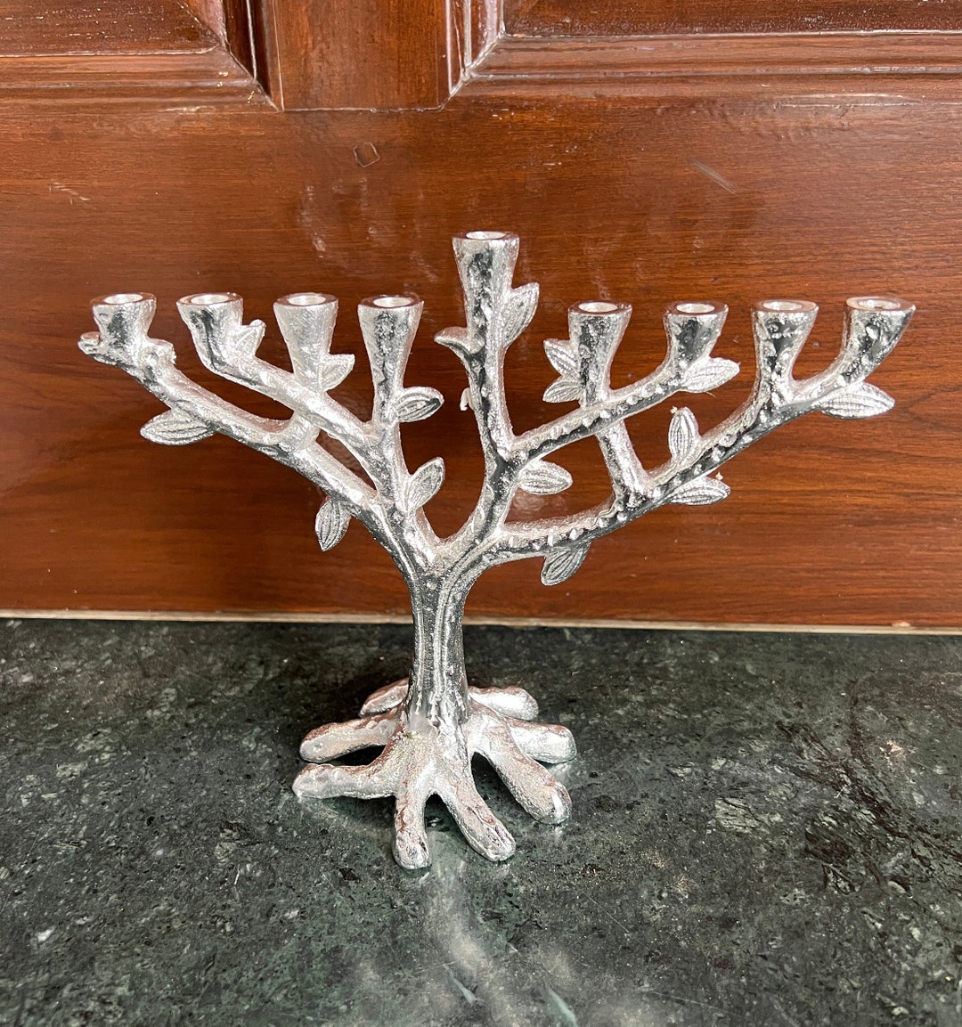 Silver Plated Menorah: Tree of Life Design, Chanukkah Candelabra - Etsy