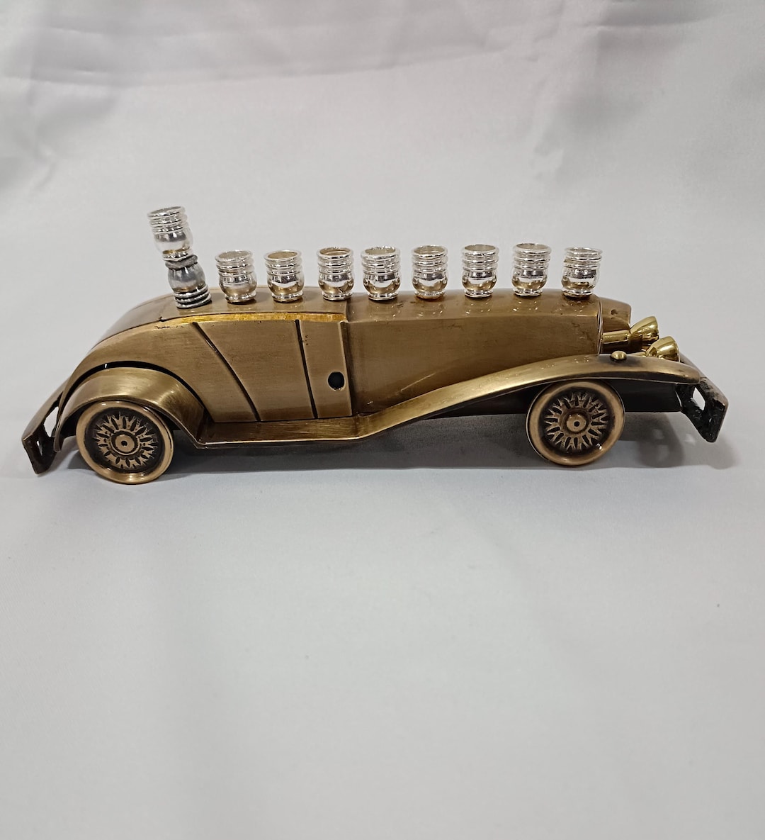 Brass Motor Car Jewish Hanukkah Menorah, Dreidel Complimentary - Etsy