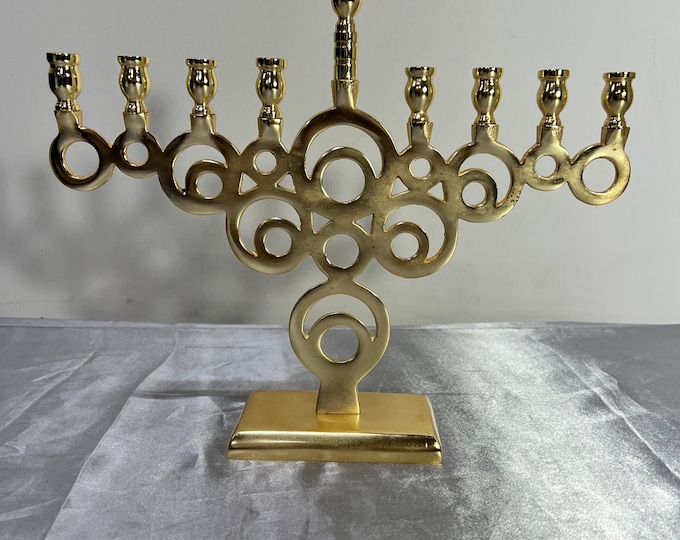 Brass Hanukkah Menorah Lion Tribe of Judah Metal Judaic Candle Holders ...