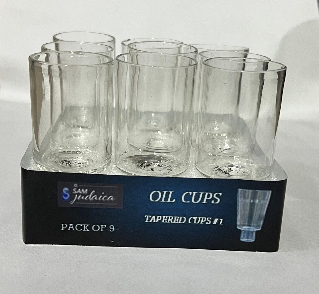 Hanukkah Menorah Oil Cups: Glass Candle Holders, Floating Wicks (set of ...