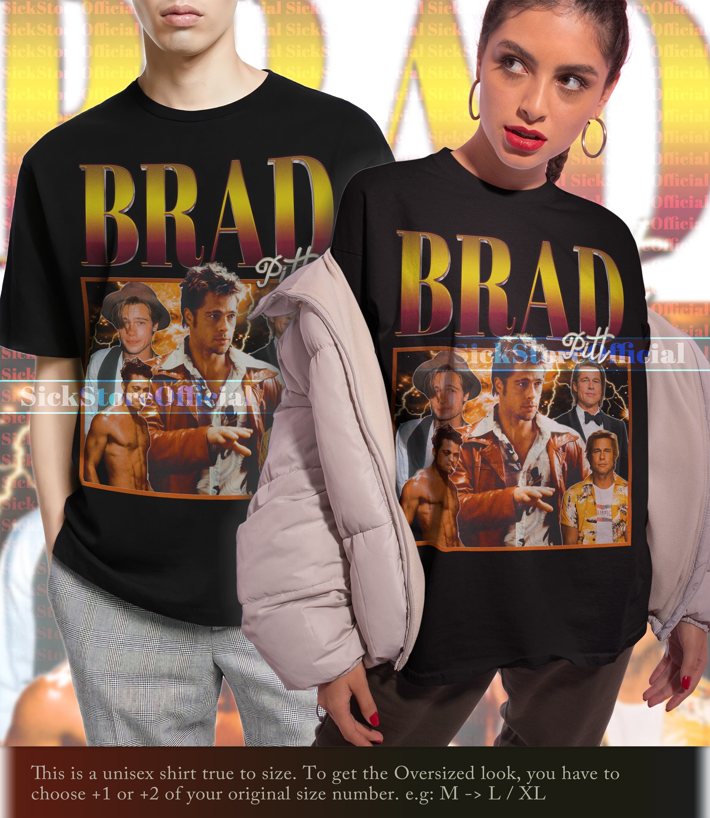 BRAD PITT Vintage Shirt Brad Pitt Homage Tshirt Brad Pitt - Etsy