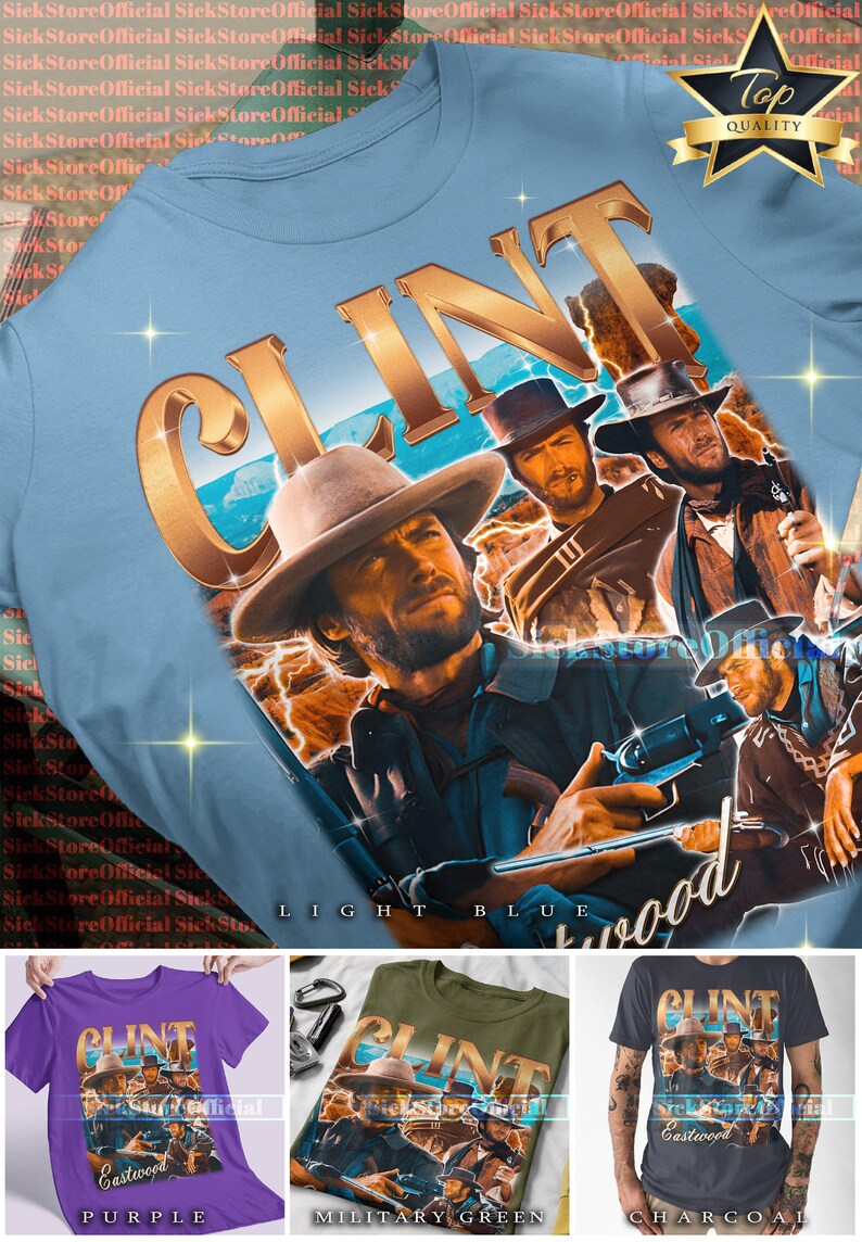 CLINT EASTWOOD Vintage Shirt, Clint Eastwood Homage Tshirt, Clint ...