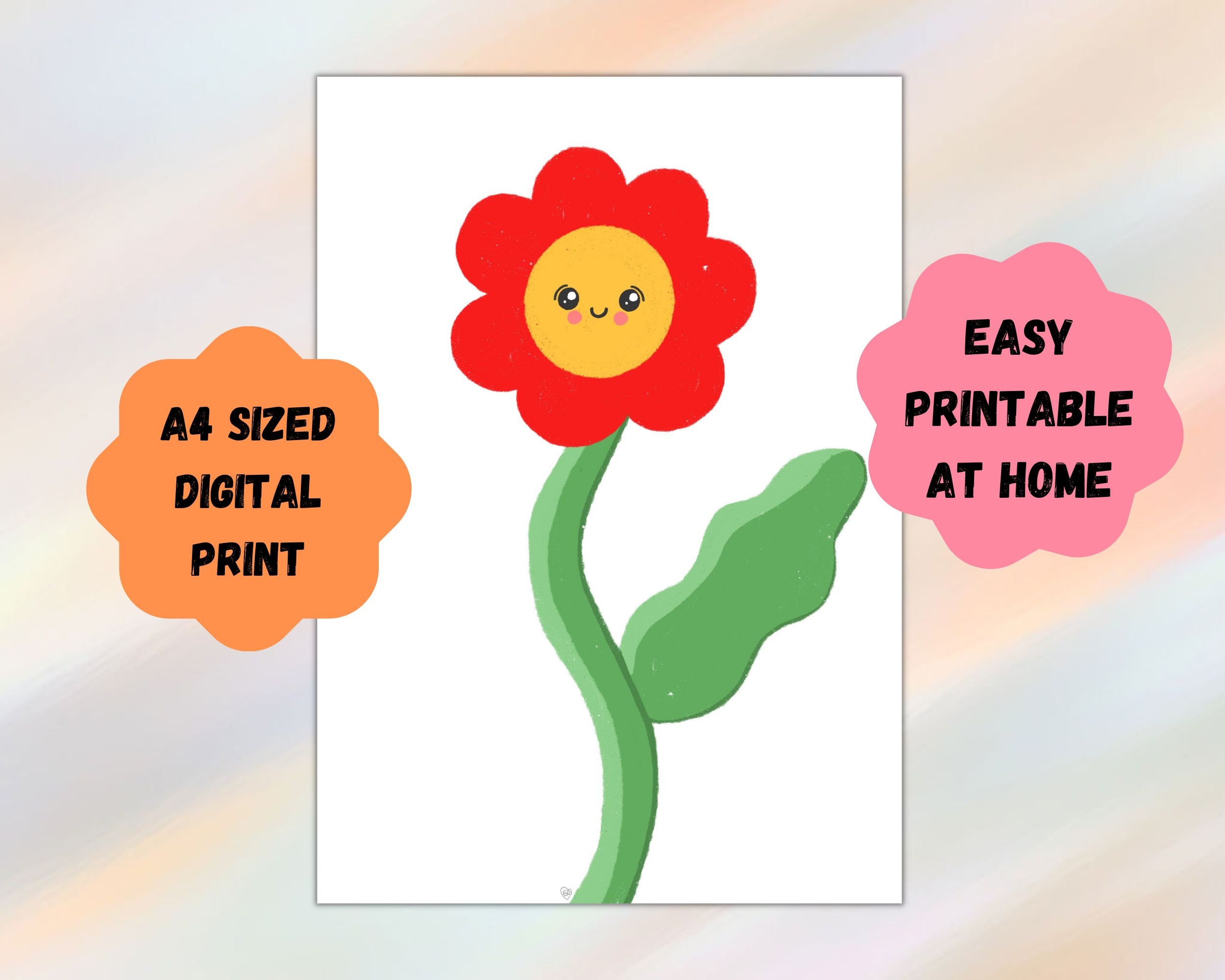 Smiley Flower Digital Art Print, Digital Download, Wall Art Digital ...