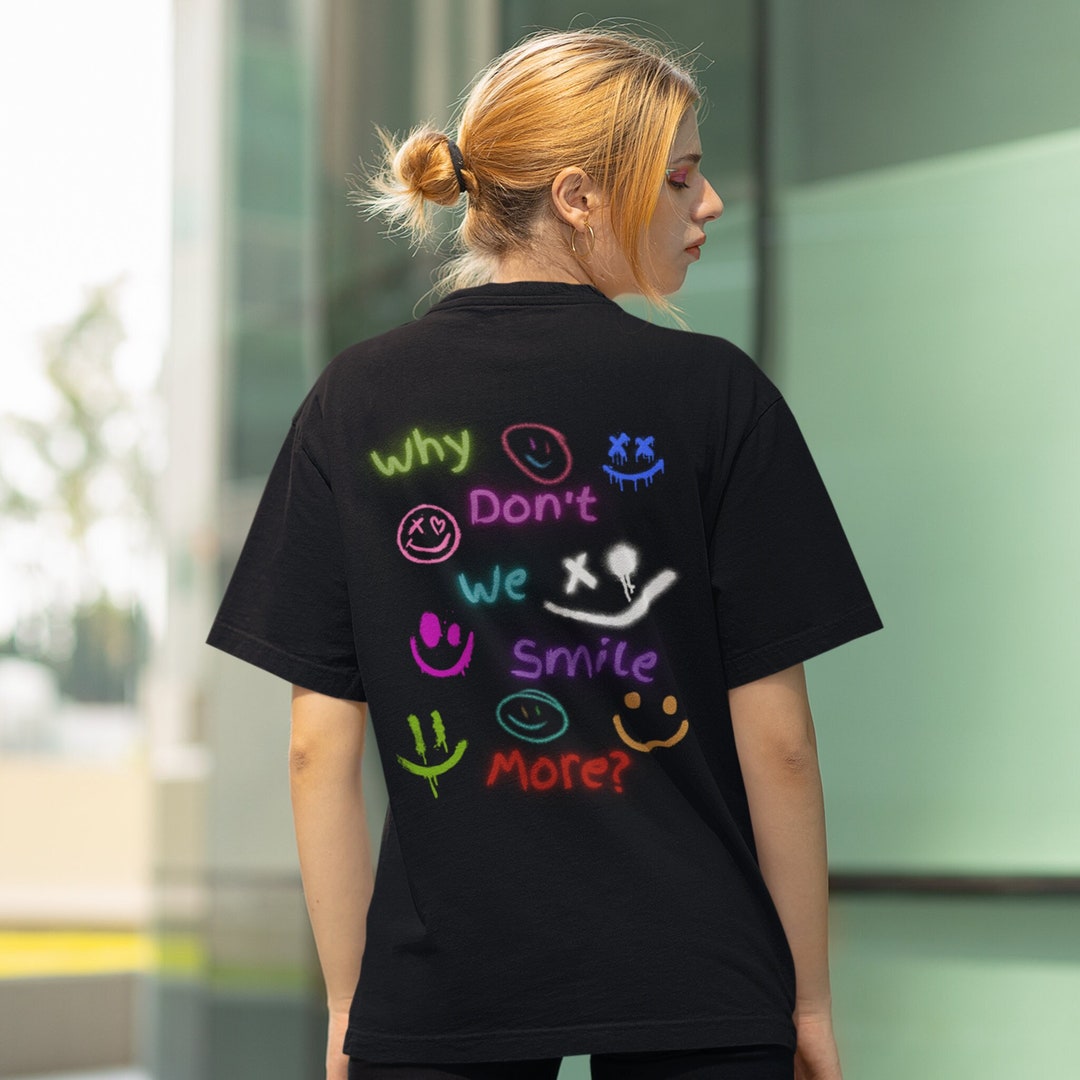 Why Don't We Smile More, Neon Spray Paint Graffiti Style Smiley Face ...