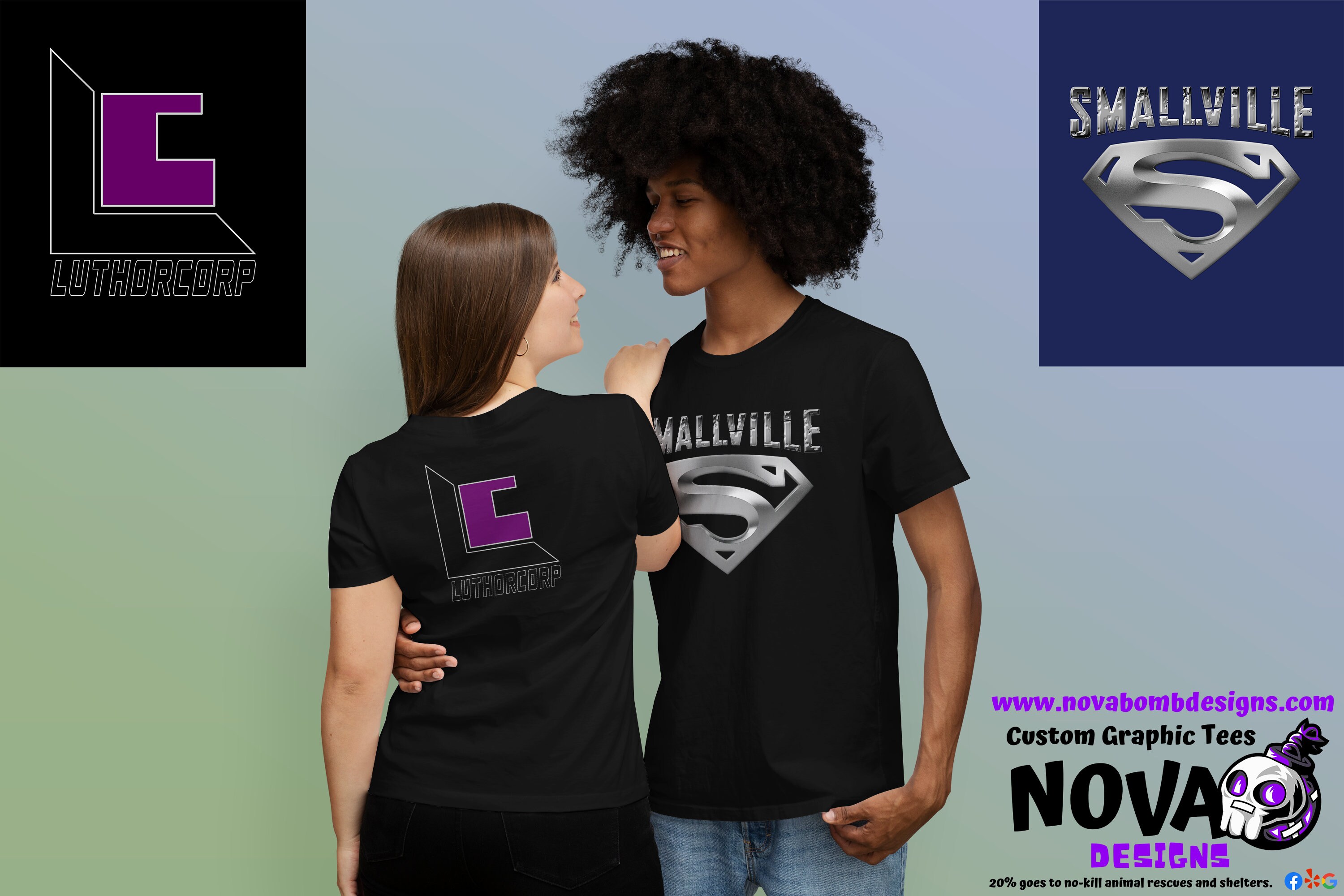 Smallville & Luthorcorp Front Back Print Gildan Unisex Heavy Cotton Tee ...