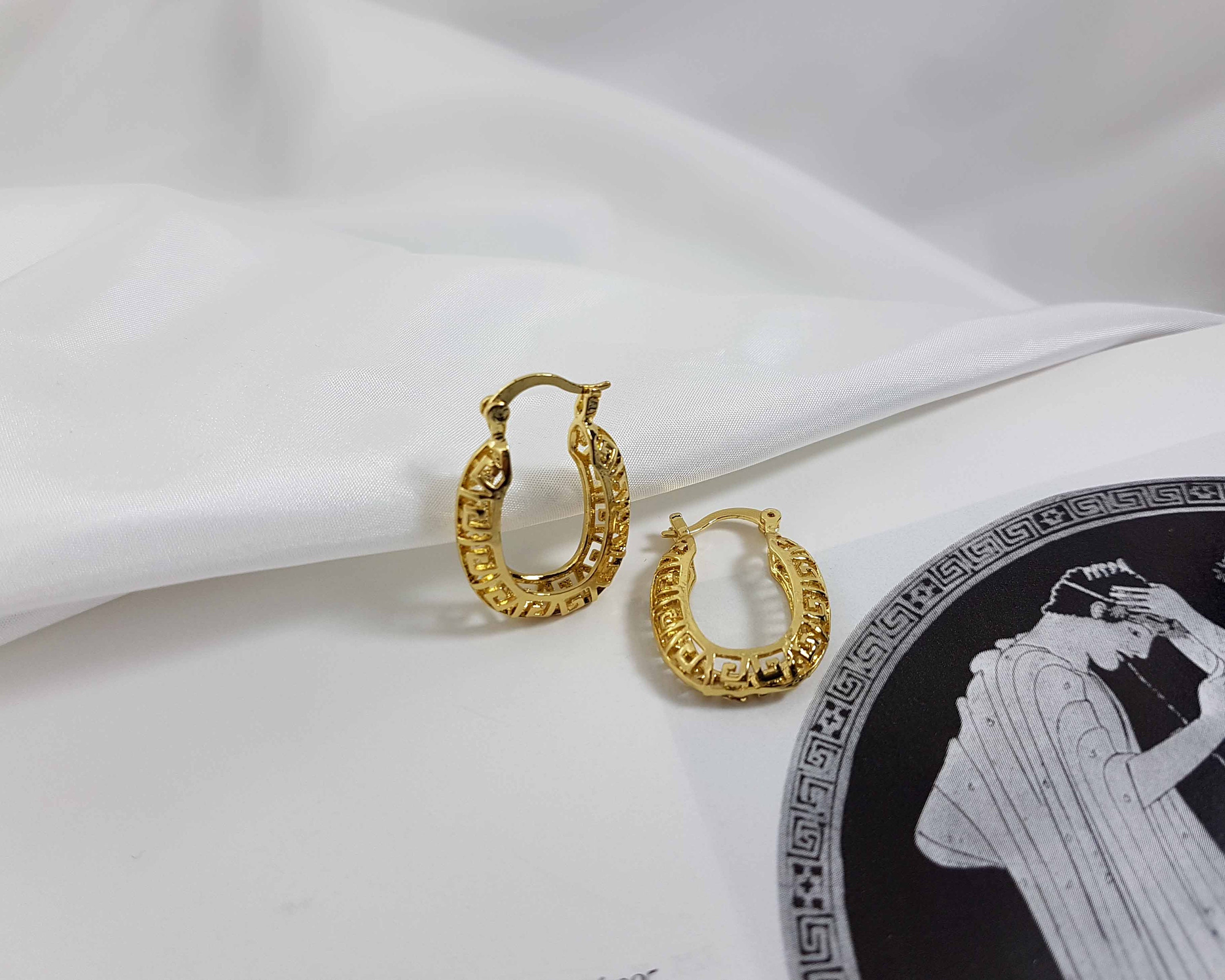 Greek Key Earrings, Meander Hoop Earrings, Infinity Hoops, Ancient ...