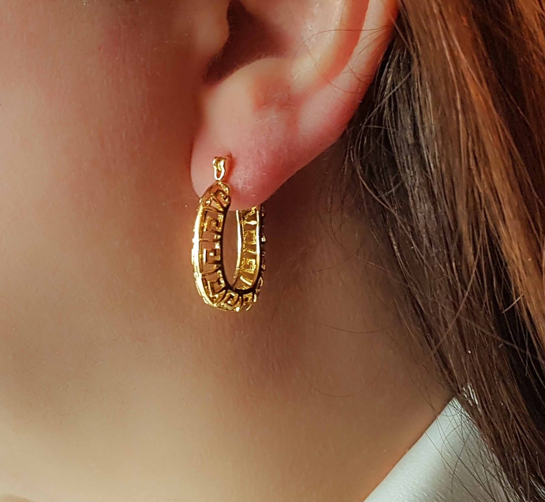 Greek Key Earrings, Meander Hoop Earrings, Infinity Hoops, Ancient ...
