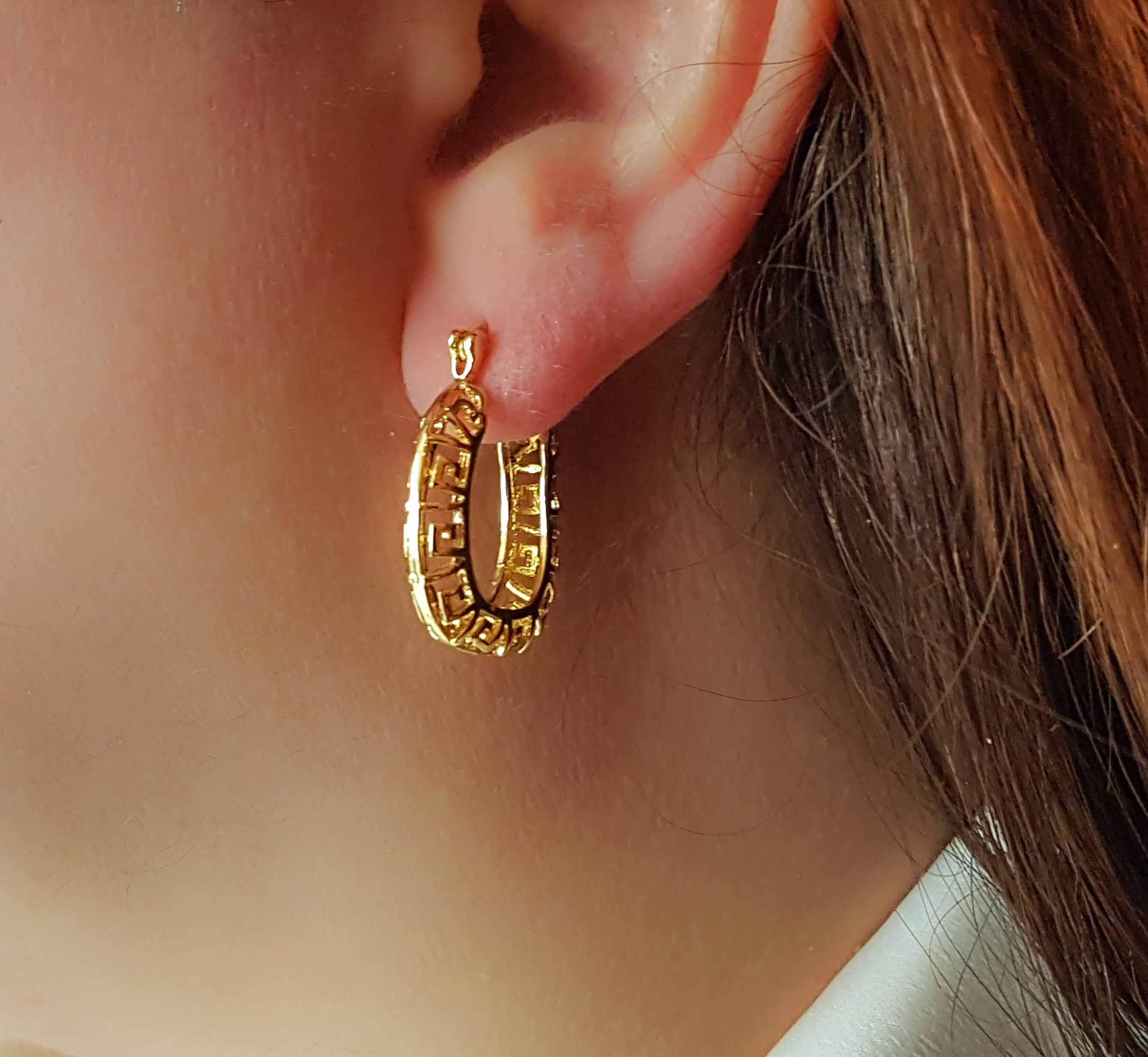 Greek Key Earrings, Meander Hoop Earrings, Infinity Hoops, Ancient Greek Symbol Earrings, Gift ...