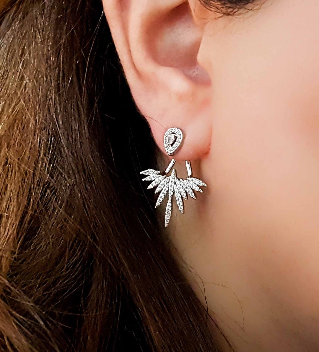 Wing Earrings, Angel Wings Ear Jackets, Spike Earrings, Diamond Ear ...