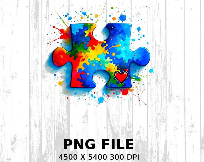 Autism Puzzle Piece Png Sublimation Design Download, Autism Awareness ...