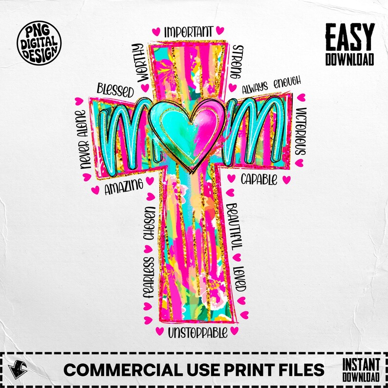 Christian Mom PNG: Faith Cross Heart Graphic (digital Download) - Etsy