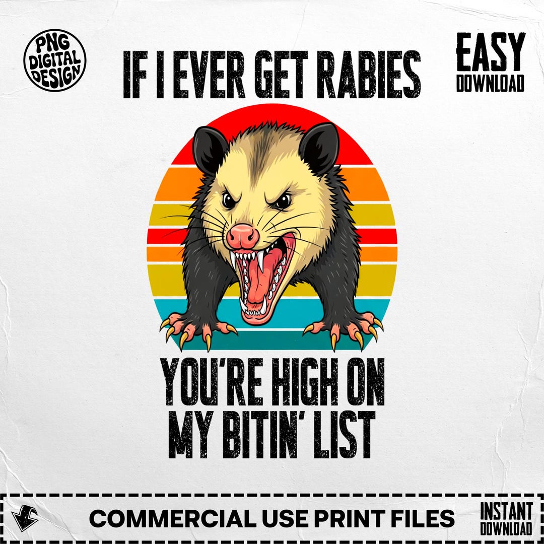Funny Raccoon Biting List PNG: Sarcastic Retro Design (digital Download ...