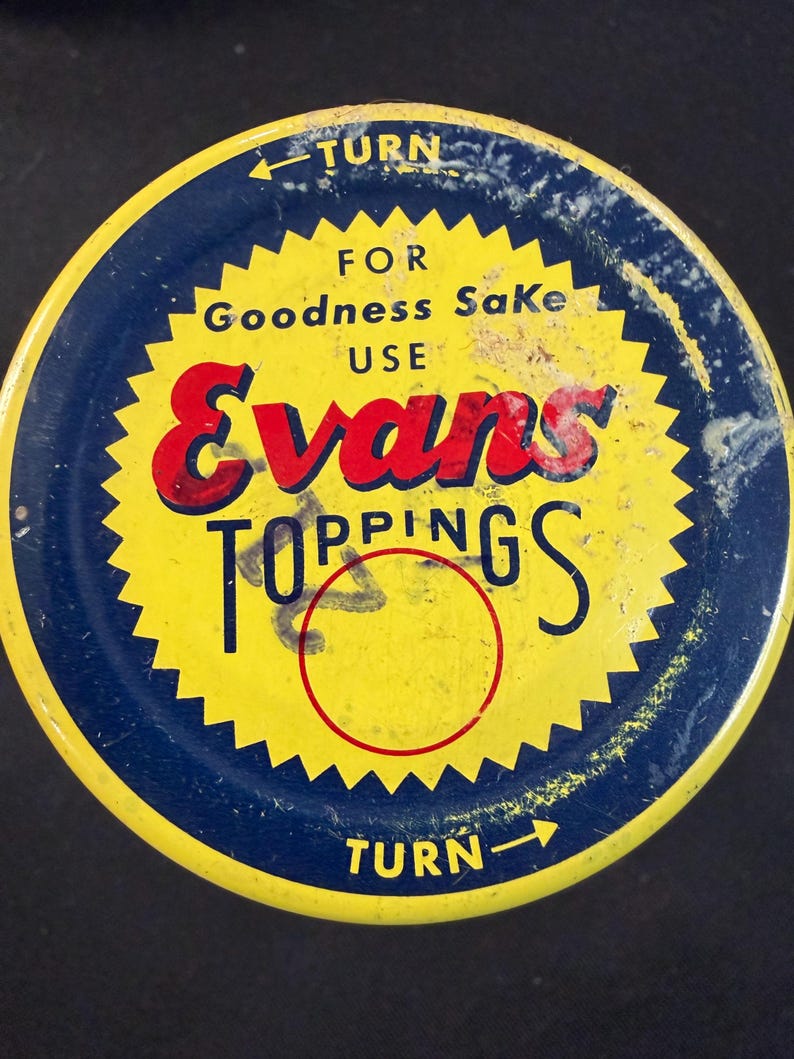 Vintage Evans Ice Cream Toppings Glass Jar With Metal Lid | Soda ...