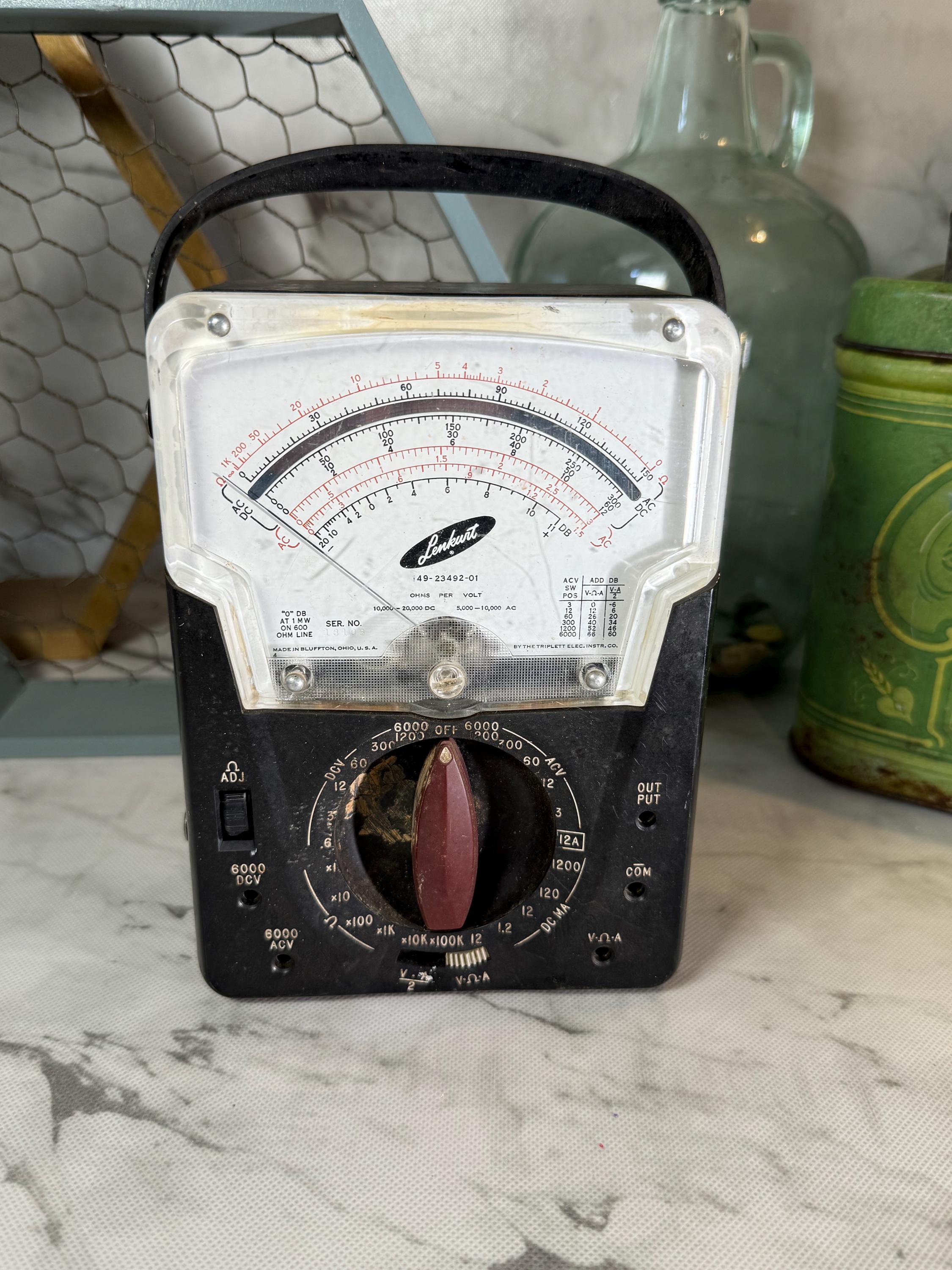 Vintage Analog Electric Test Meter Multimeter Triplett 3030 Made in the ...
