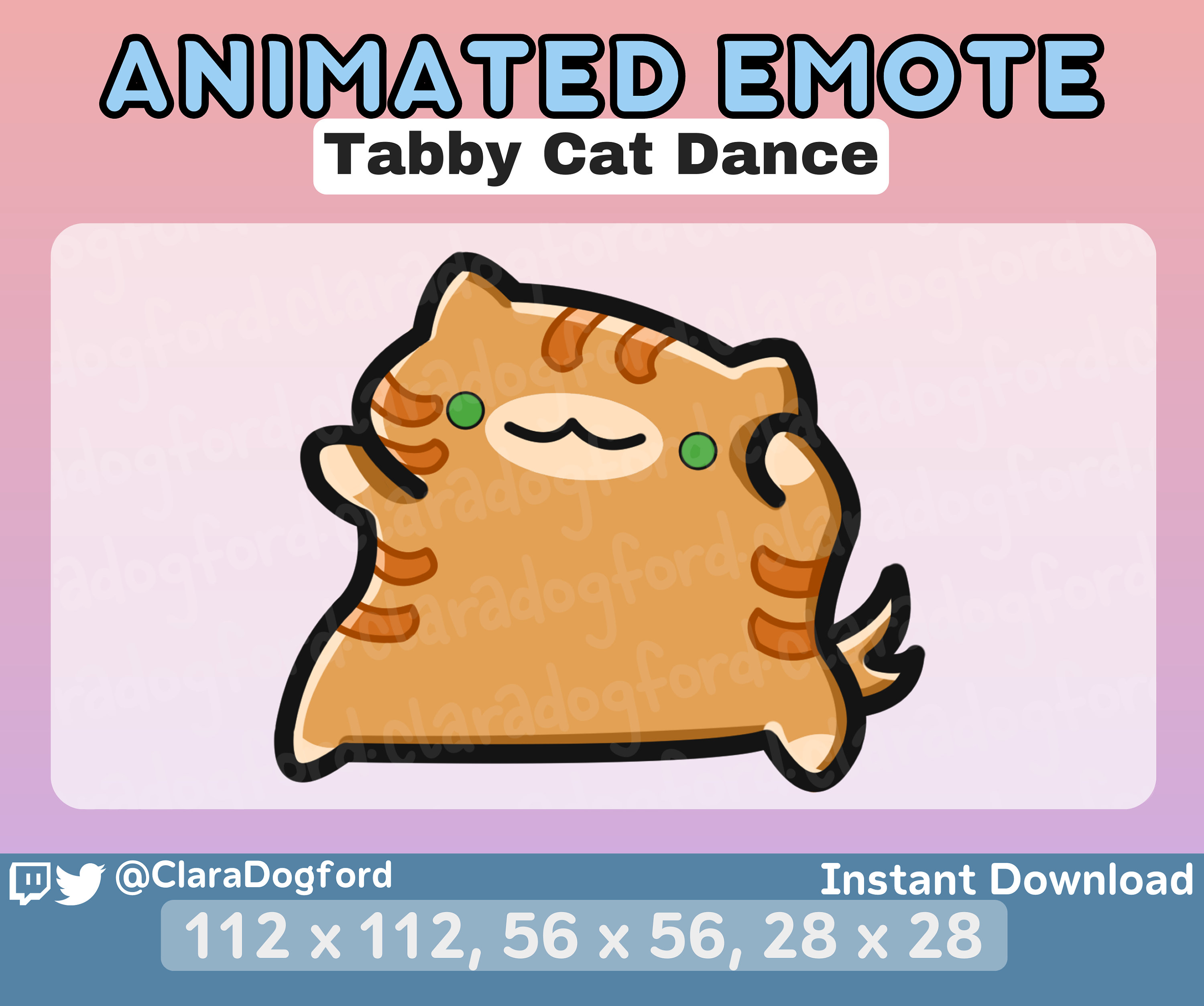 Orange Tabby Cat Dance Animated Emote Twitch Discord Etsy Australia