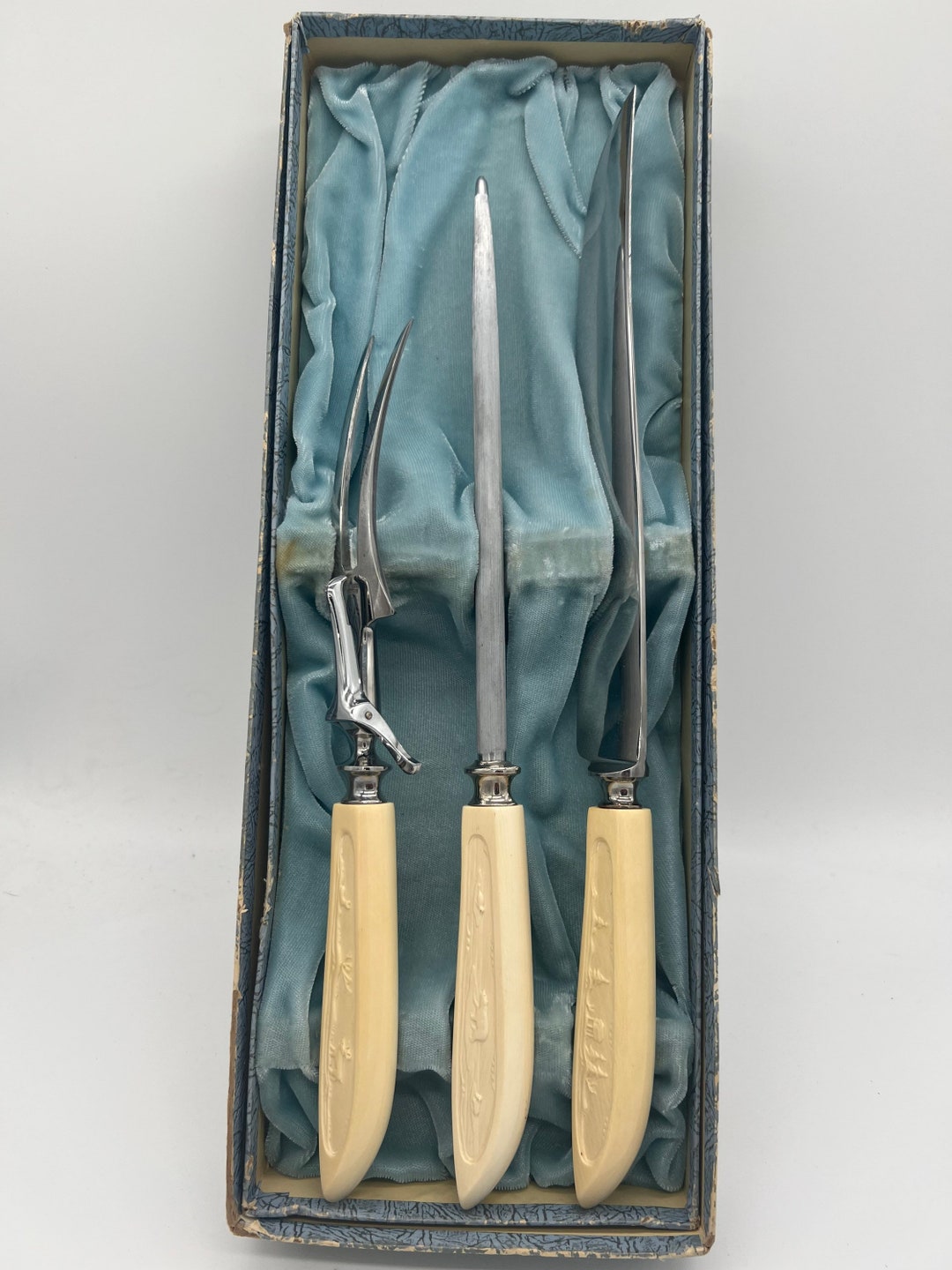 Vintage Carving Knife Fork Set Henley and Co. Solingen Germany Engraved ...