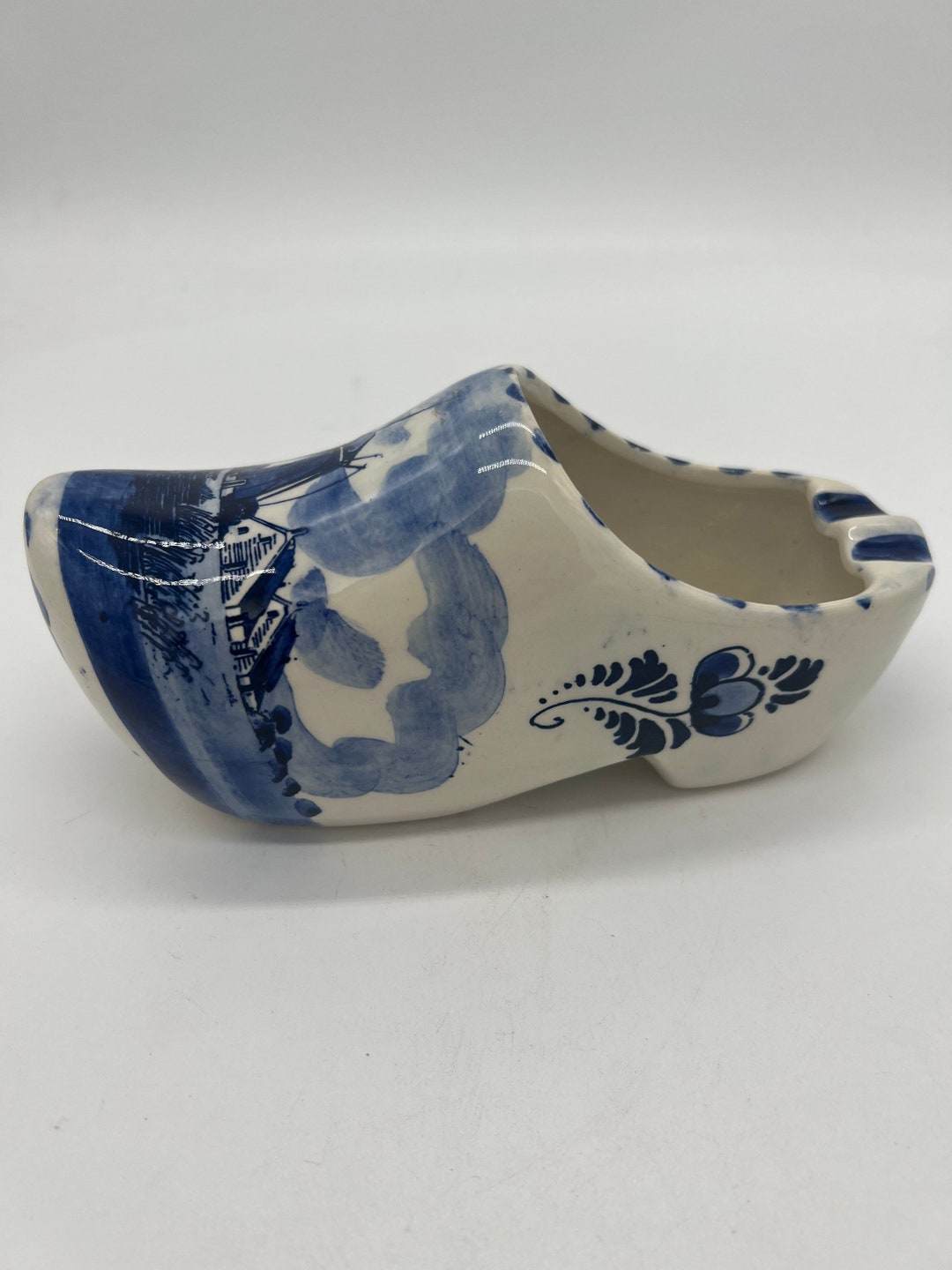 Vintage Delft Holland Ceramic Dutch Clog Shoe Ashtray Windmill Floral ...
