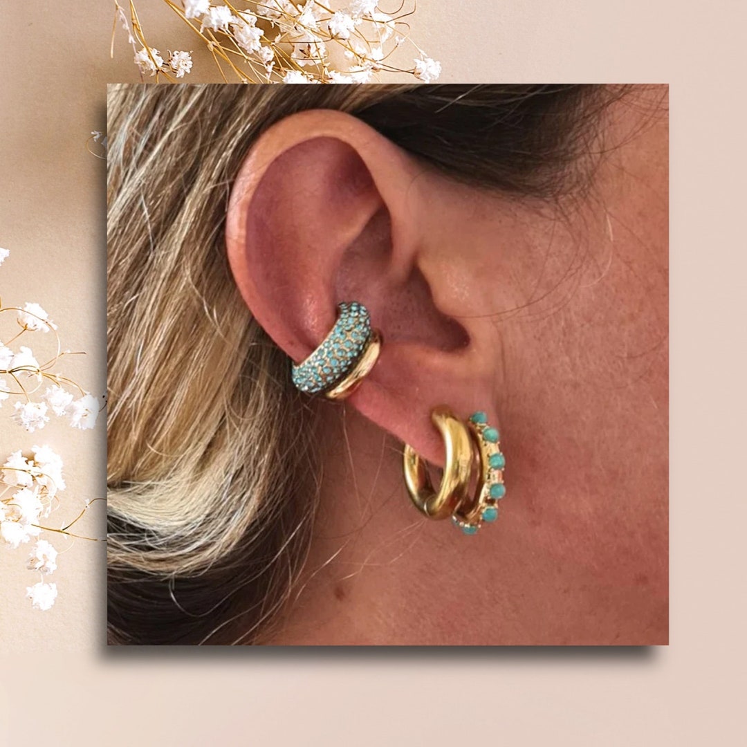 4 Pcs Crystal Small Hoops Ear Cuff Set for Women Girls Trendy Huggie ...