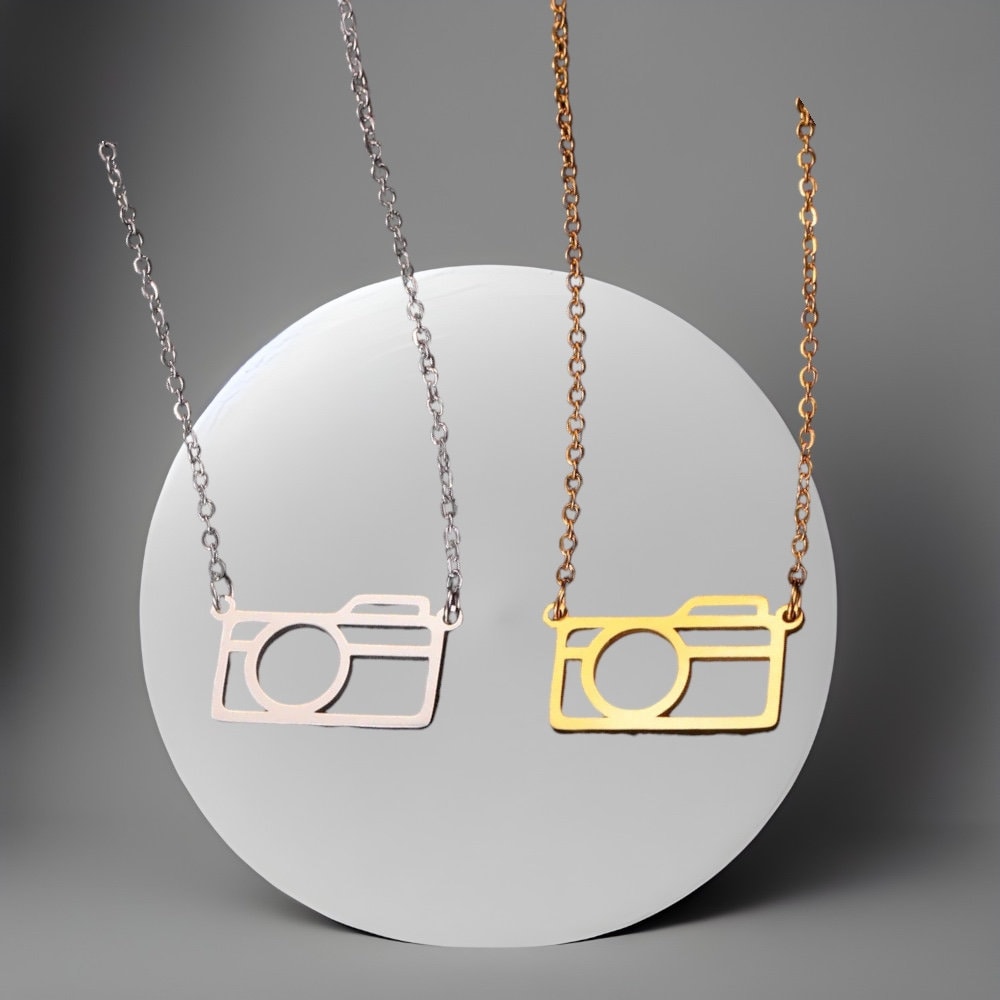 14k White Gold Photographer Necklace, Camera Necklace, Photographer ...