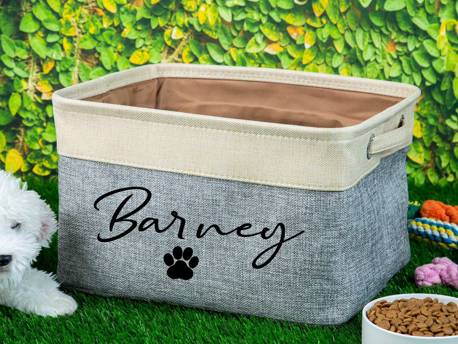 Personalized Dog Toy Basket Custom Pet Toy Basket Burlap Pet Etsy